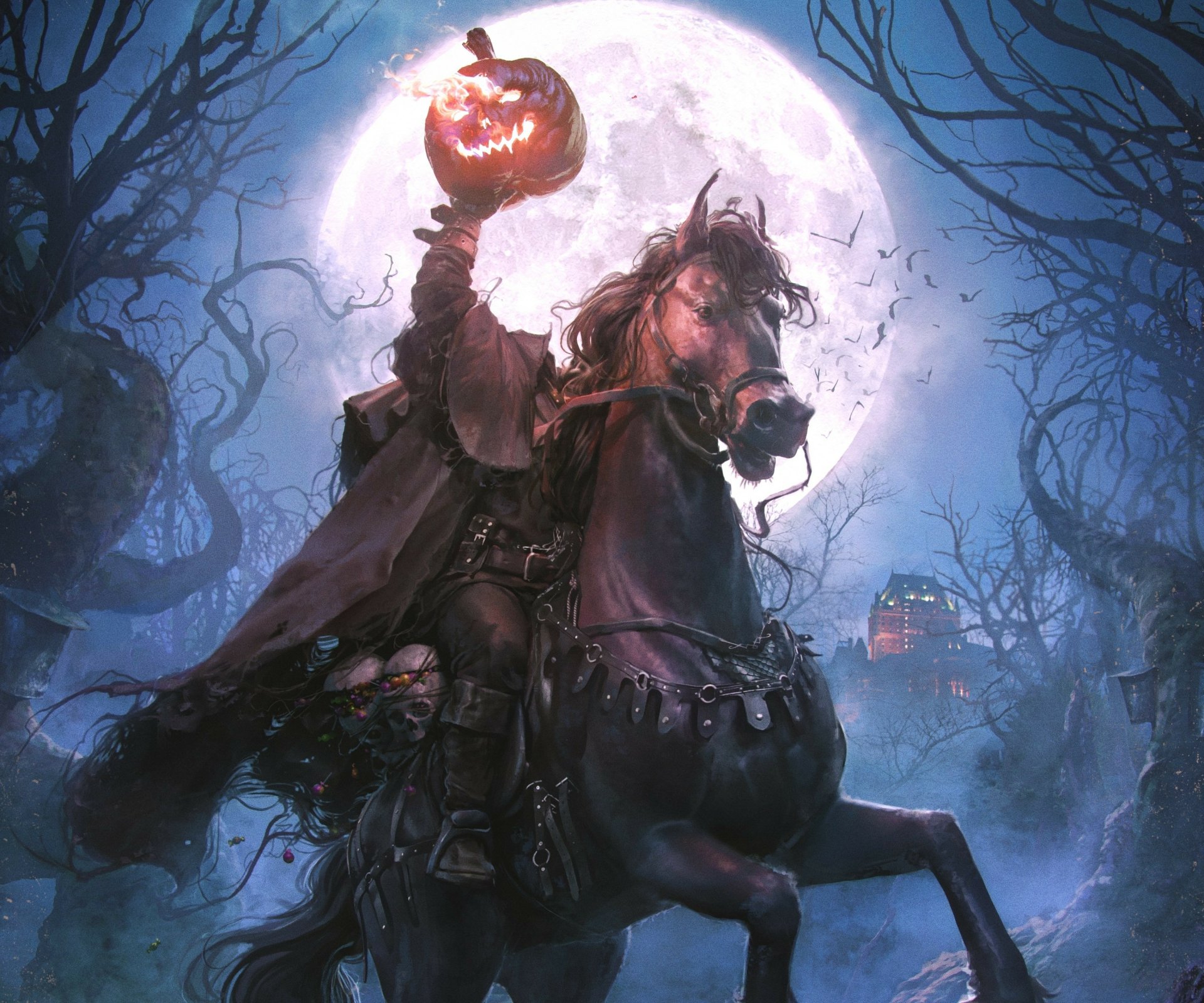 Halloween Night Rider: HD Holiday Horror Wallpaper by Max Bedulenko