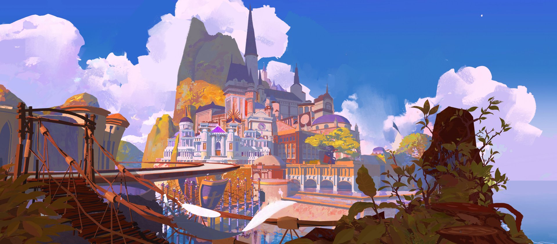 Download Fantasy City Fantasy City HD Wallpaper by Scalpel | 3840x1685 ...