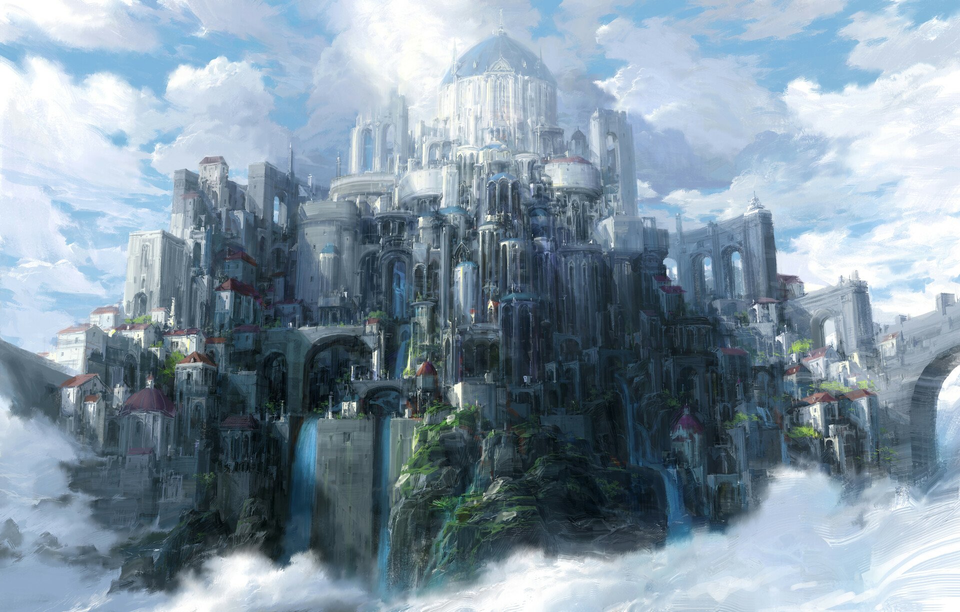 Fantasy Sky City - HD Wallpaper by Paperblue