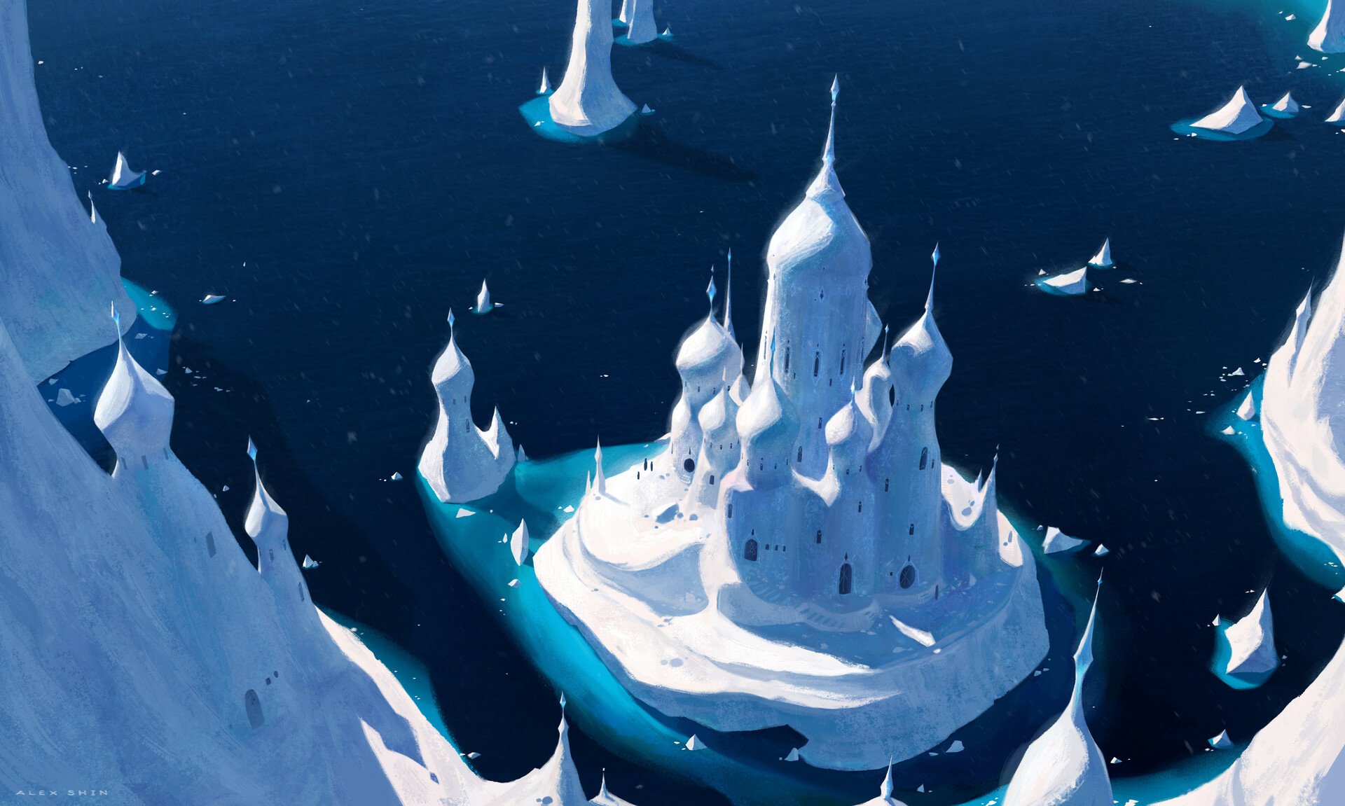 Icebound Citadel — Fantasy Castle HD Wallpaper by Alex Shin | 1920x1151 ...