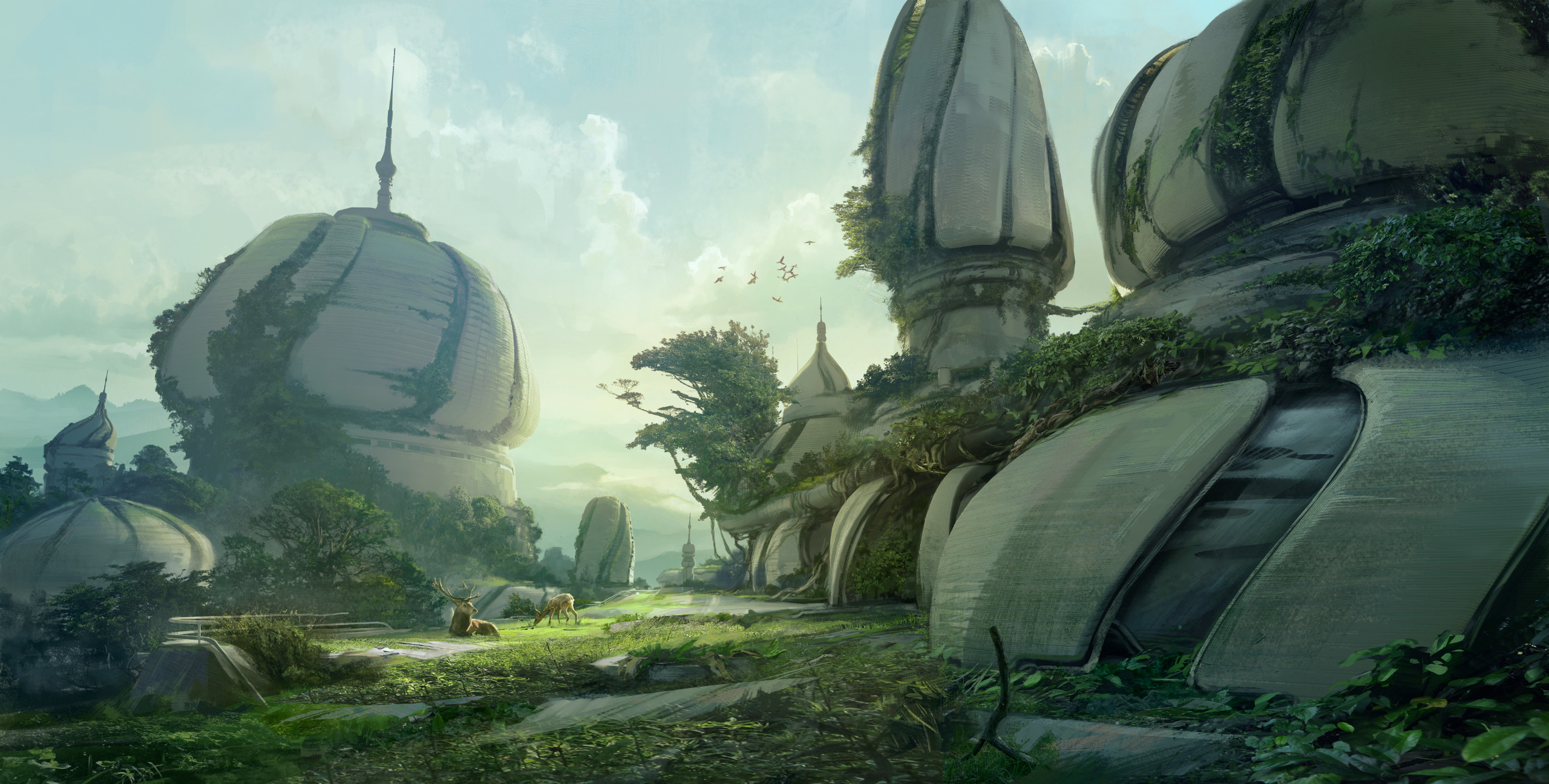 Download Sci Fi Building HD Wallpaper by Sergey Vasnev