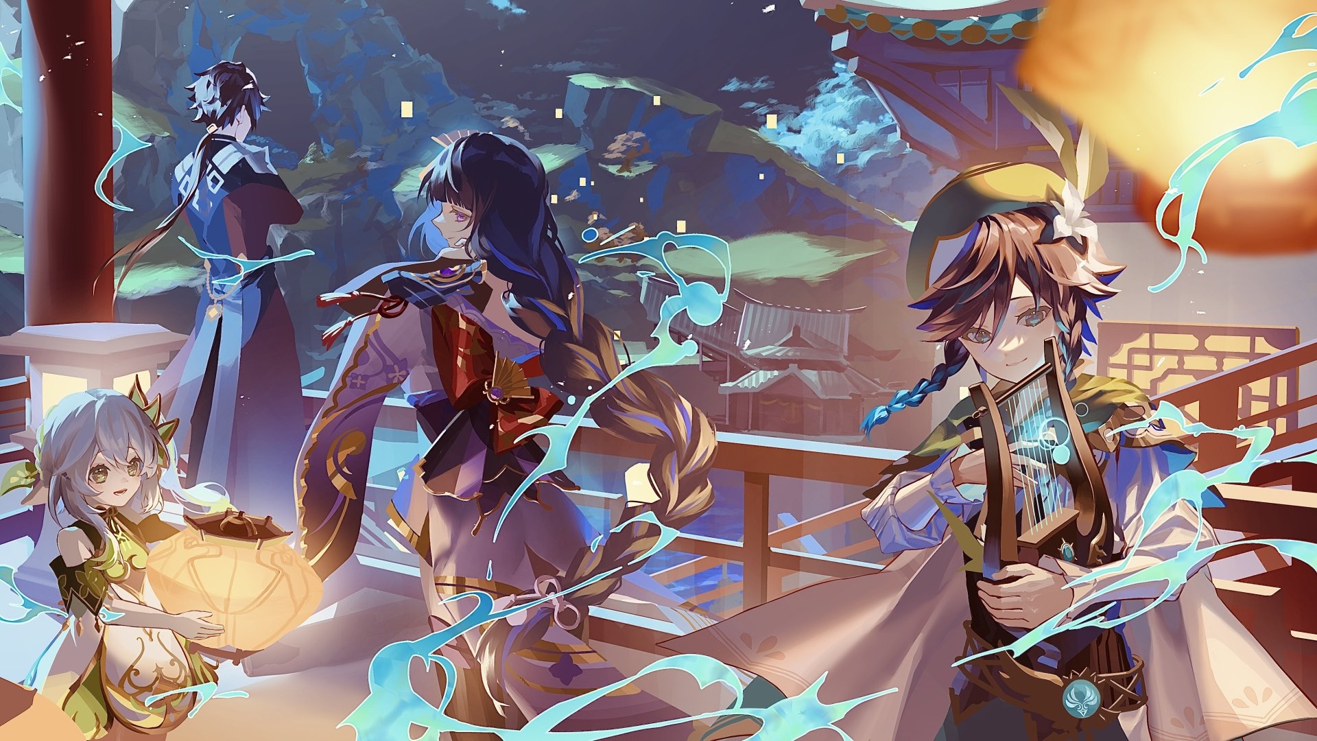 Genshin Trio: Nahida, Venti & Raiden Shogun — 4K Ultra HD Wallpaper by ...