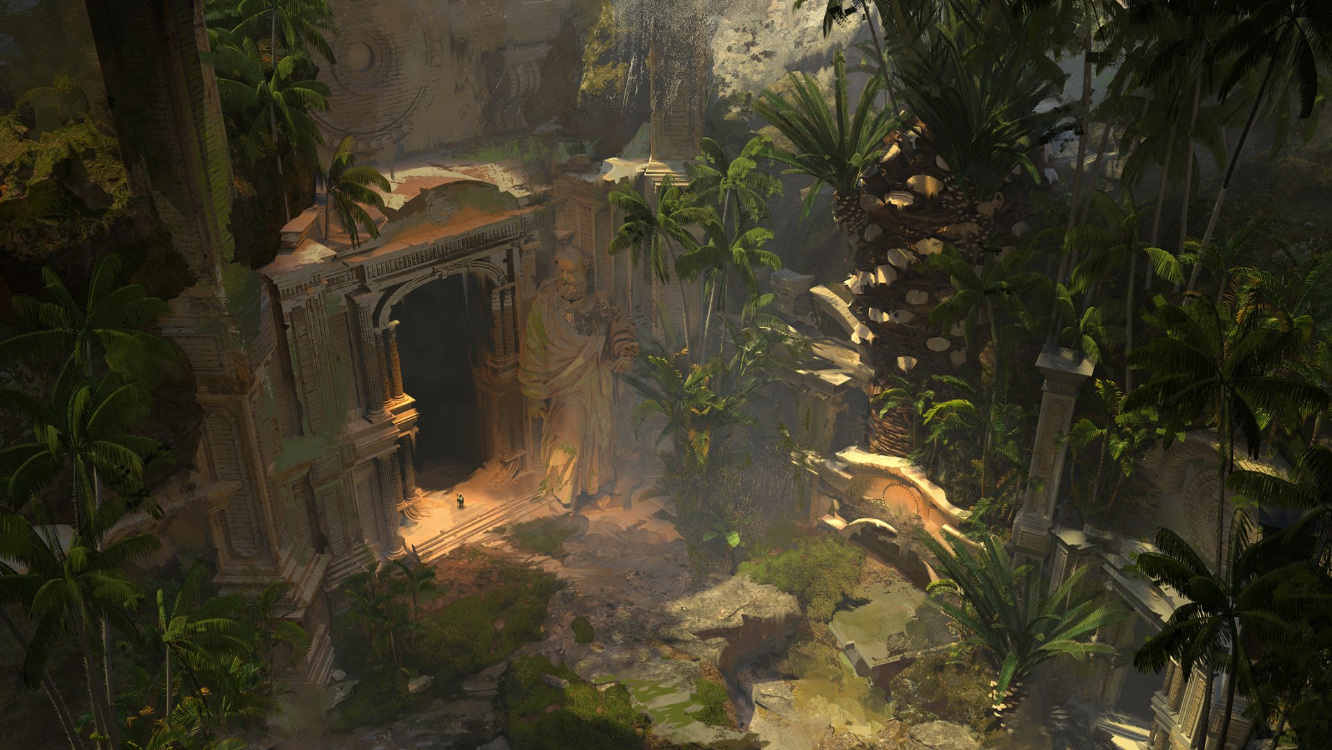Verdant Sanctuary: Sunlit Fantasy Temple — HD Wallpaper by Sebastian ...