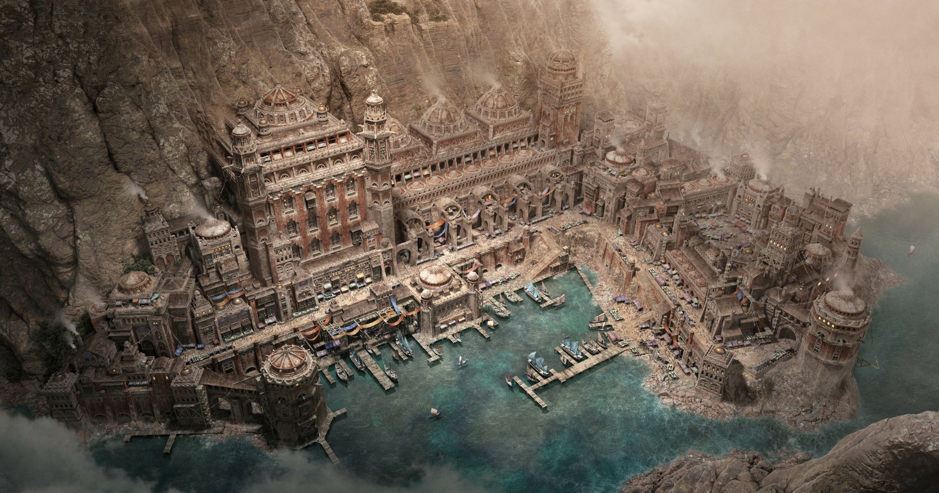Enchanting Harbor: A Fantasy Cityscape in HD by Max Bedulenko