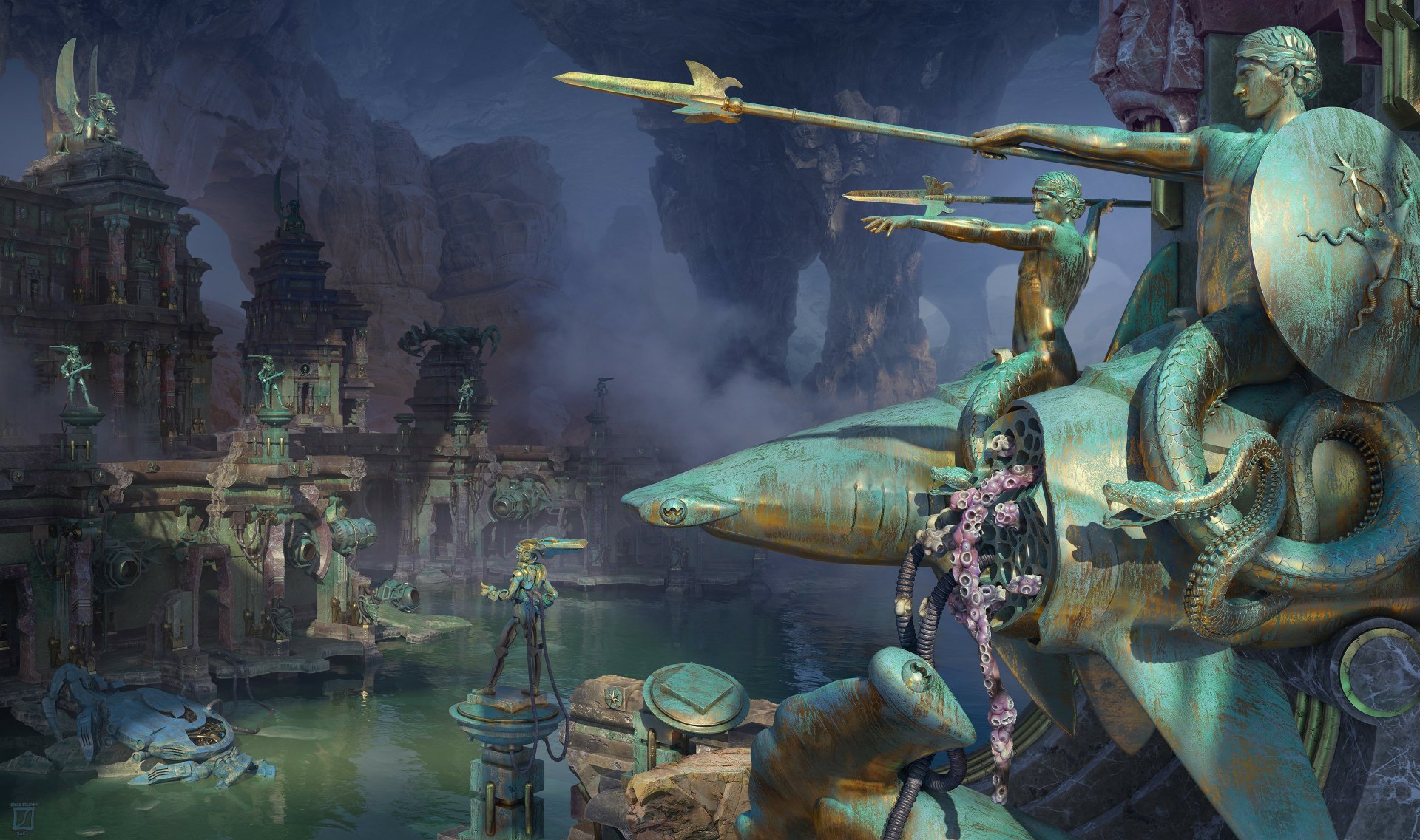 Download Fantasy Statue 4k Ultra HD Wallpaper by Sasha Beliaev