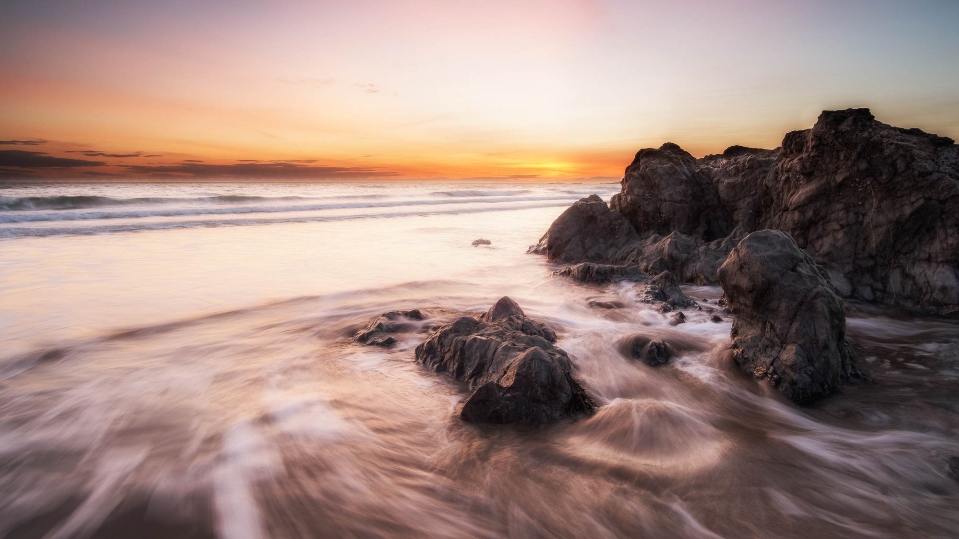 Download Horizon Sunset Nature Ocean HD Wallpaper