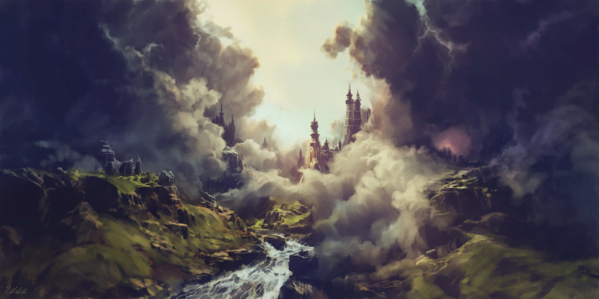 Download Fantasy Castle HD Wallpaper by Philipp A. Urlich | 3840x1920 ...