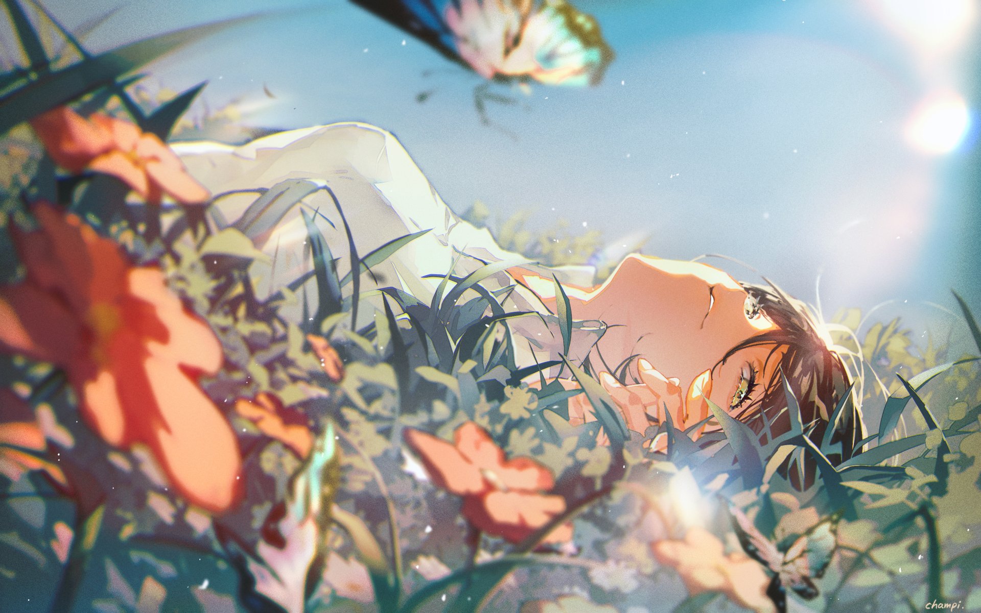 Serene Anime Girl in Bloom - HD Wallpaper by Avri