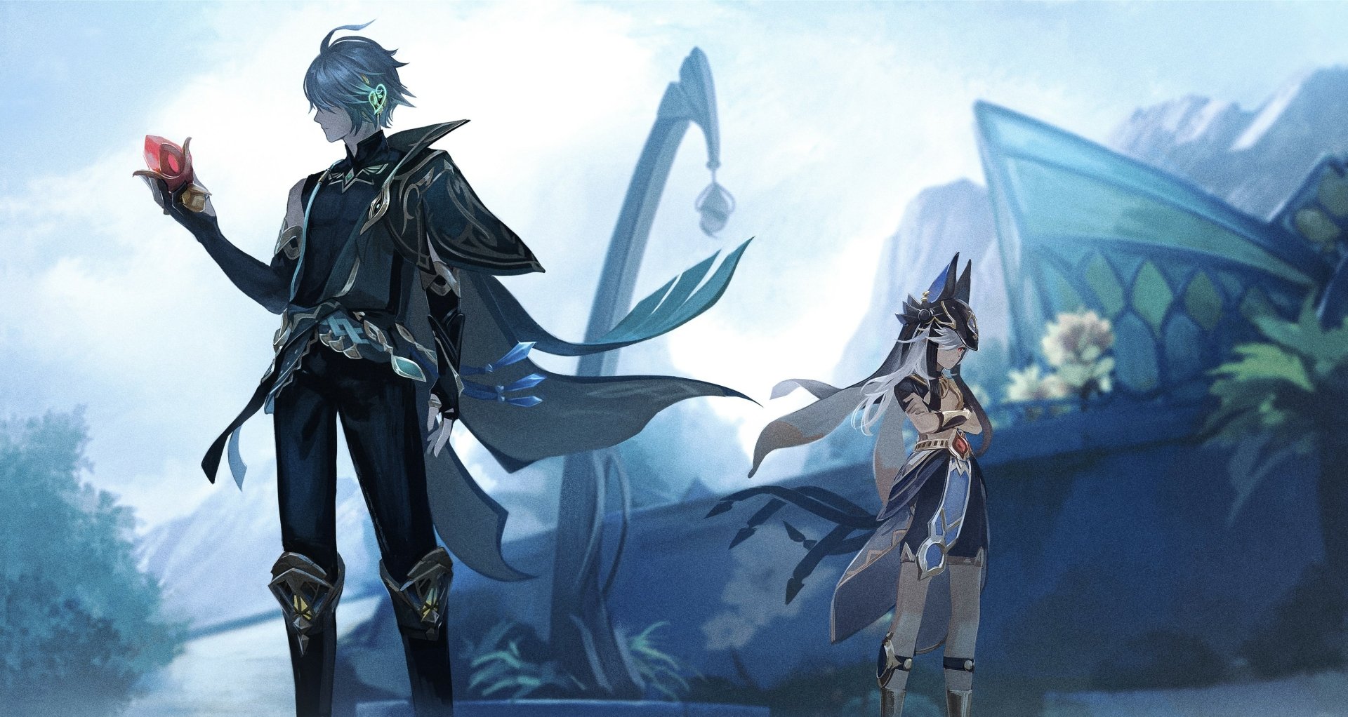 Genshin Impact HD Wallpaper: Cyno & Al-haitham Epic Duo by アナ