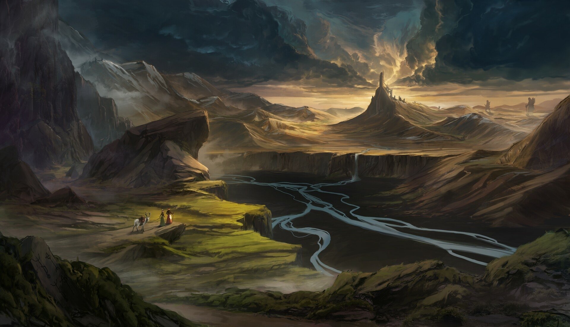 Epic Fantasy Landscape HD Wallpaper: Mystical Realm at Dusk by Tristan ...