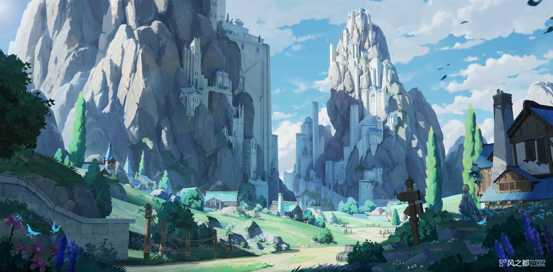 2K Quad HD: Skyward Citadel — Fantasy City Wallpaper by Zhaozhe Deng ...