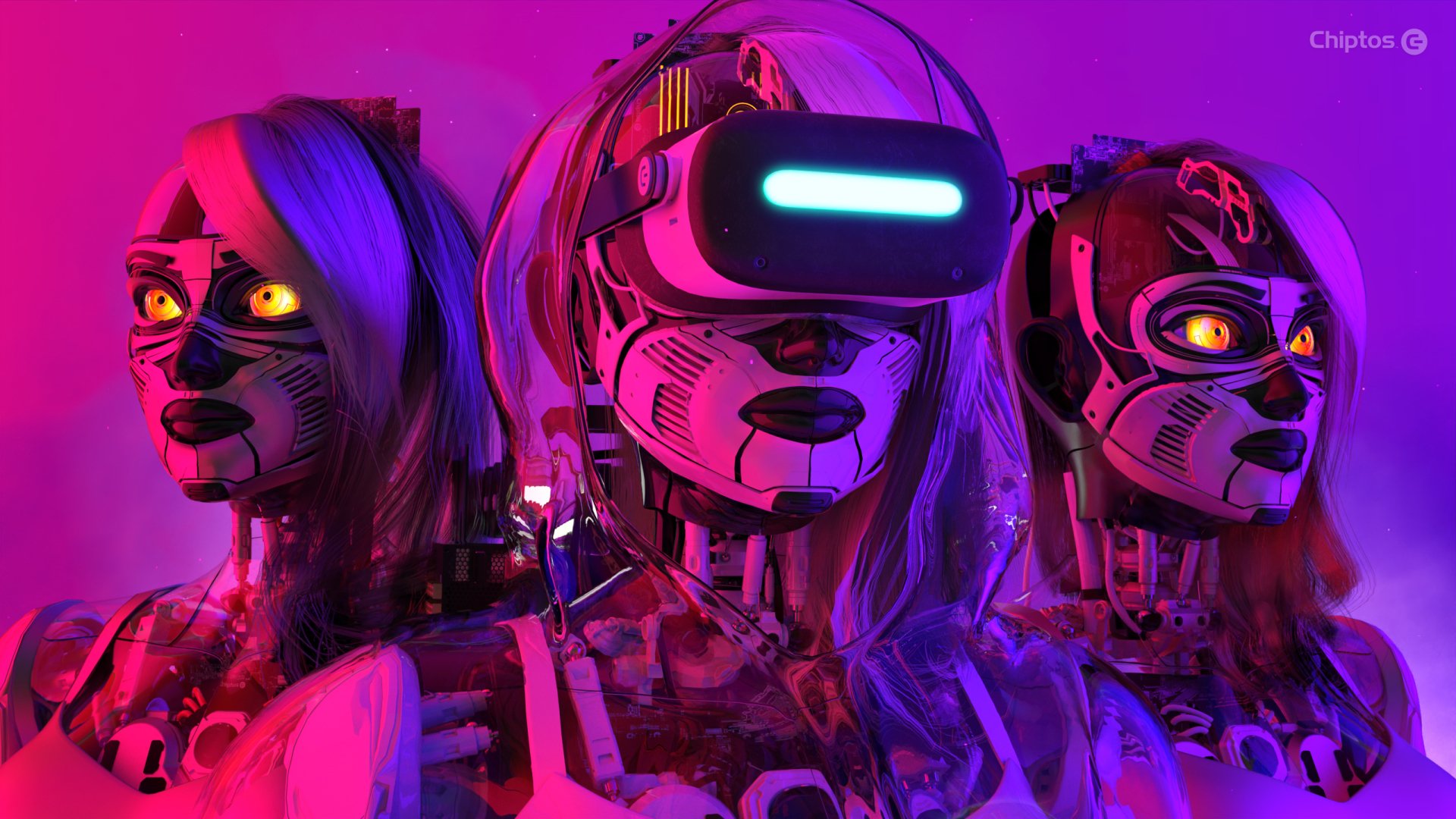 Chiptos X 3D Robot Girl Mirai Robot Woman 4K NFT Wallpaper Desktop ...