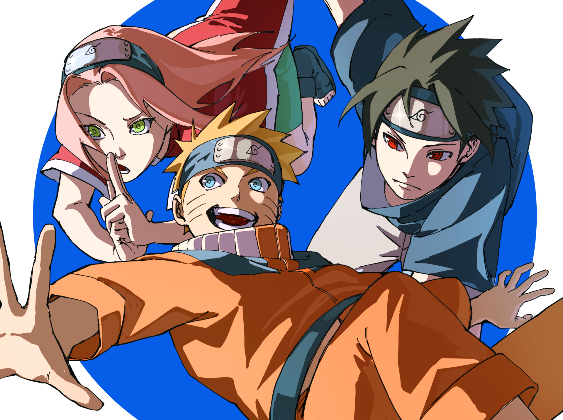 4K Ultra HD Naruto Trio: Sakura, Naruto & Sasuke Anime Wallpaper by きつつき