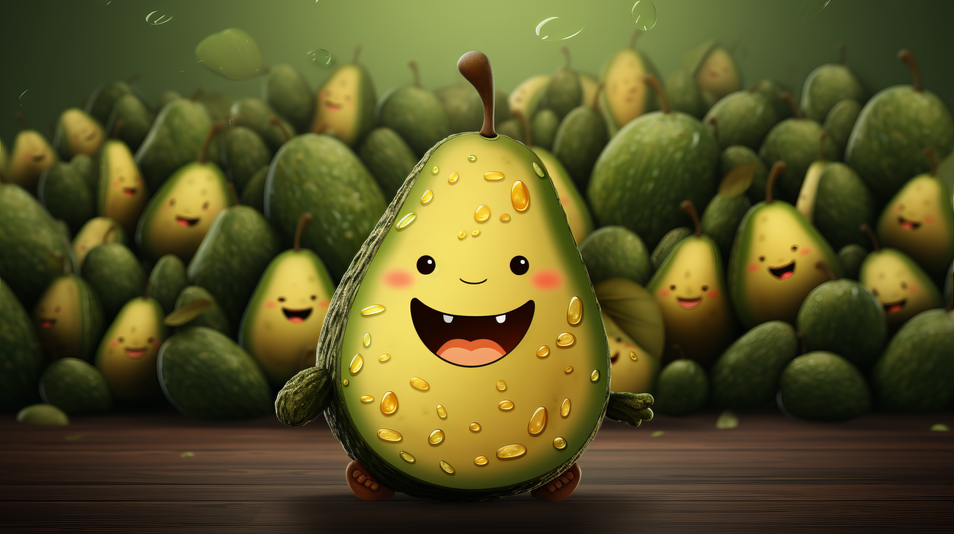 Cheerful Avocado Characters - AI Art HD Wallpaper by Laxmonaut