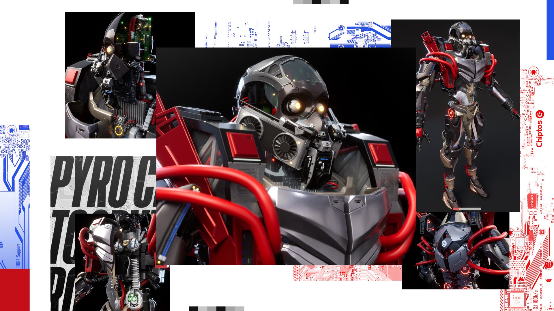 Chiptos X Pyro Full Body Mech NFT Wallpaper Desktop Background by chiptos