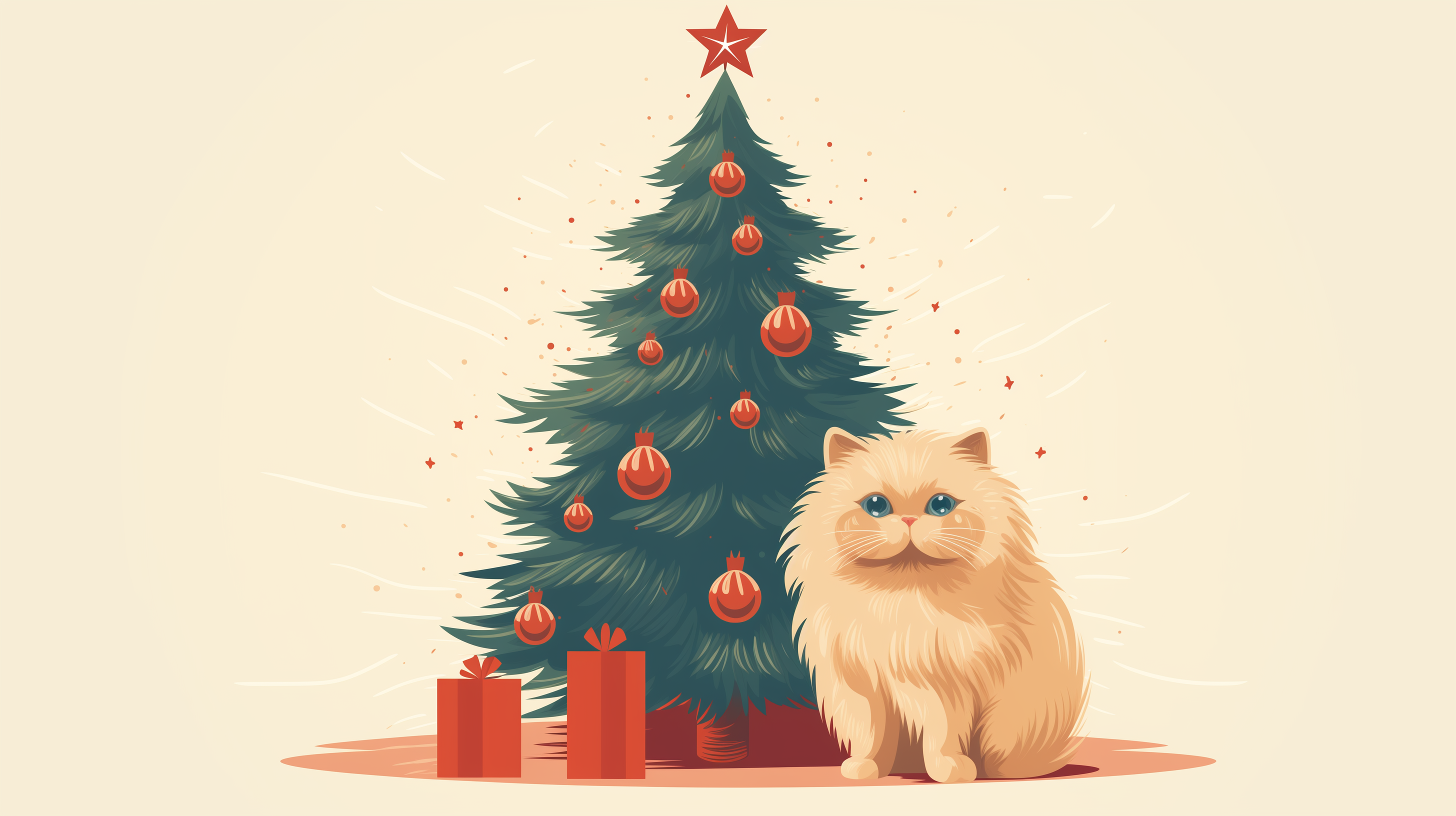 Holiday Feline Magic: Christmas Cat AI HD Wallpaper