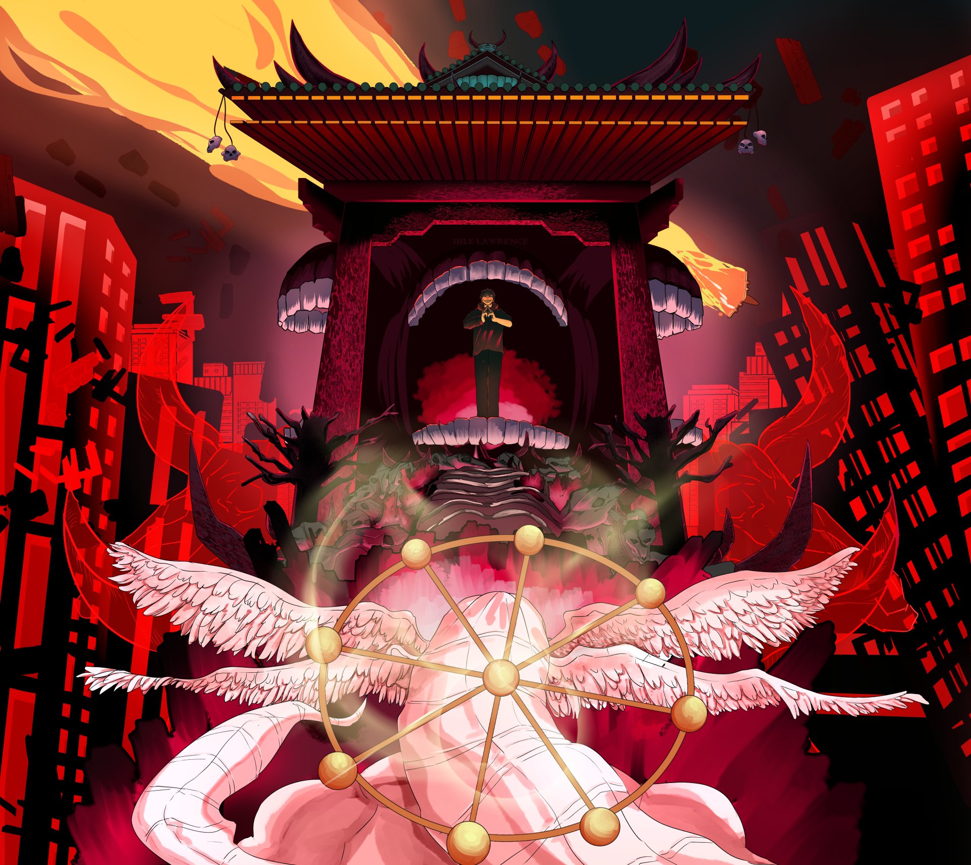 Jujutsu Kaisen 4K Ultra HD Wallpaper: Mahoraga vs. Sukuna by Hile.Lawrence