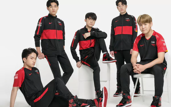 HD Wallpaper of T1's League of Legends Team at Worlds 2024