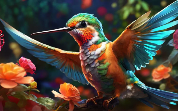 Vibrant Hummingbird in 4K Ultra HD Wallpaper by QuantumCurator