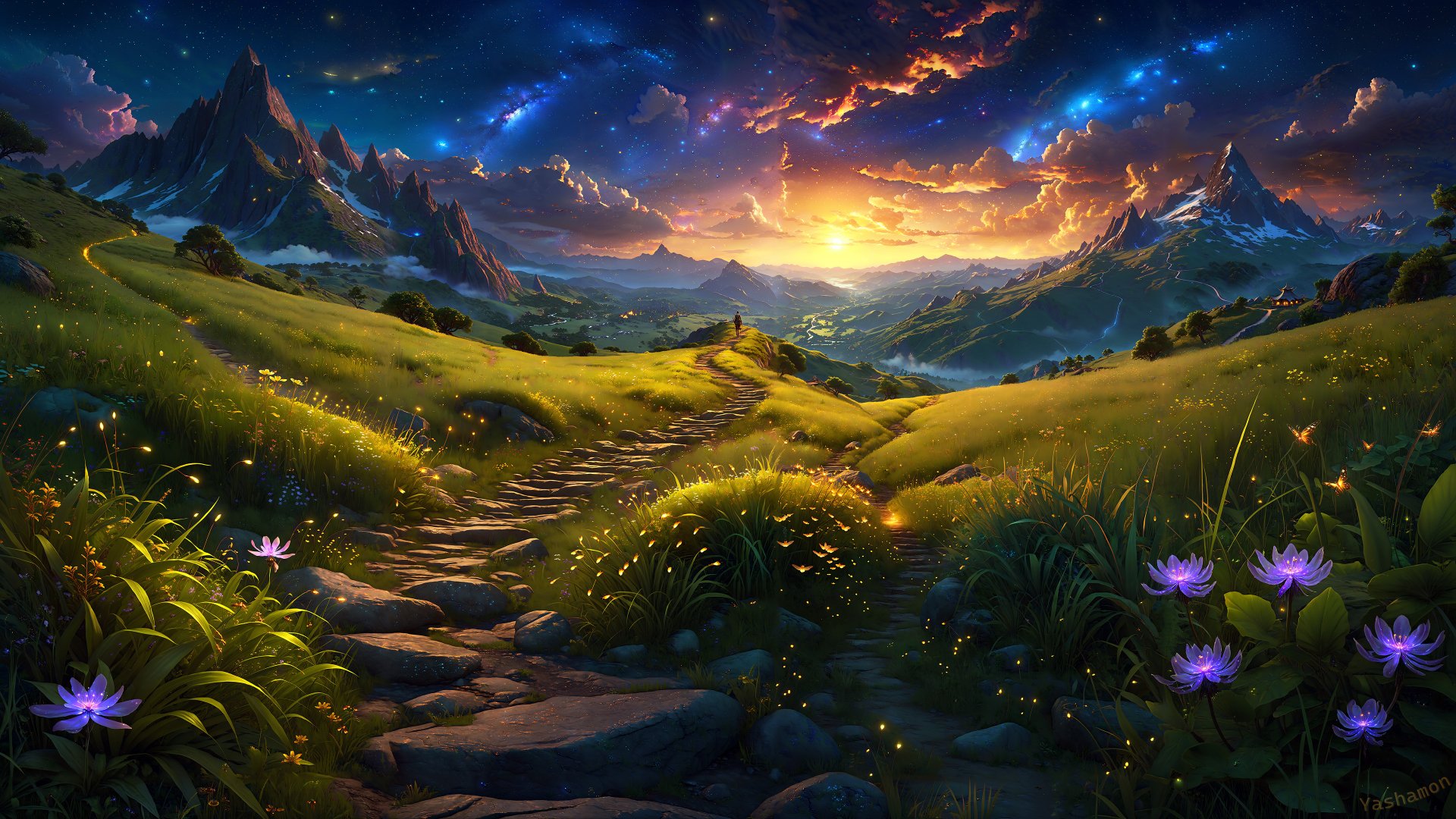 4K Ultra HD AI Landscape: Dreamscape Horizon at Dusk by Yashamon