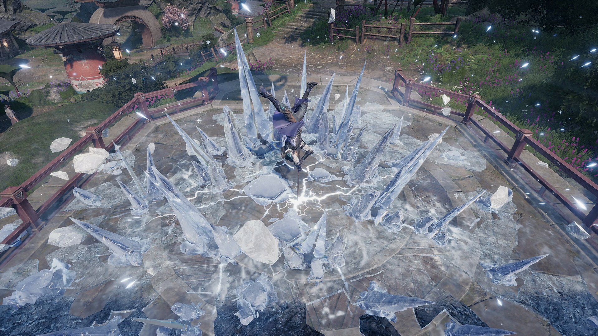 Perfect New World Video Game HD Wallpaper - Dynamic Ice Spell Impact