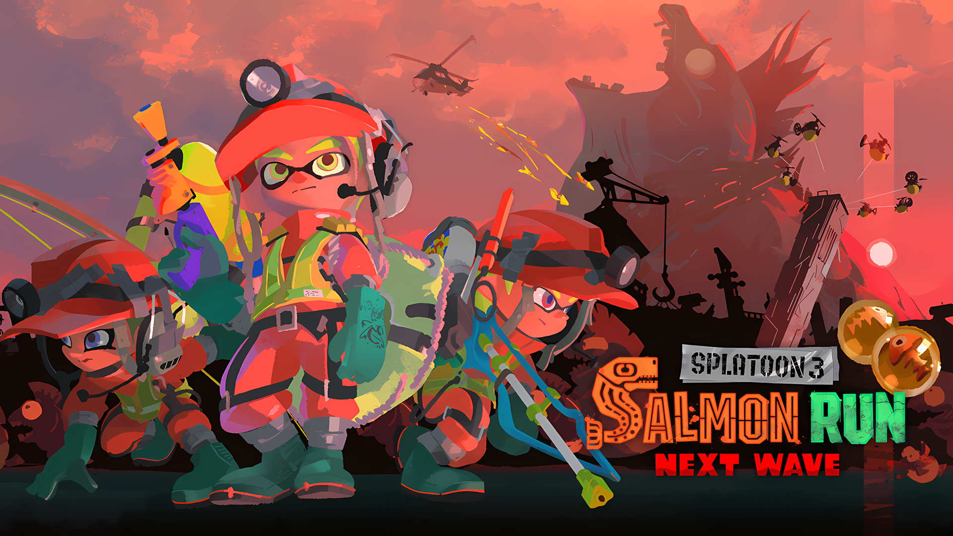 Splatoon 3 Salmon Run HD Wallpaper – Next Wave Action in Stunning Detail