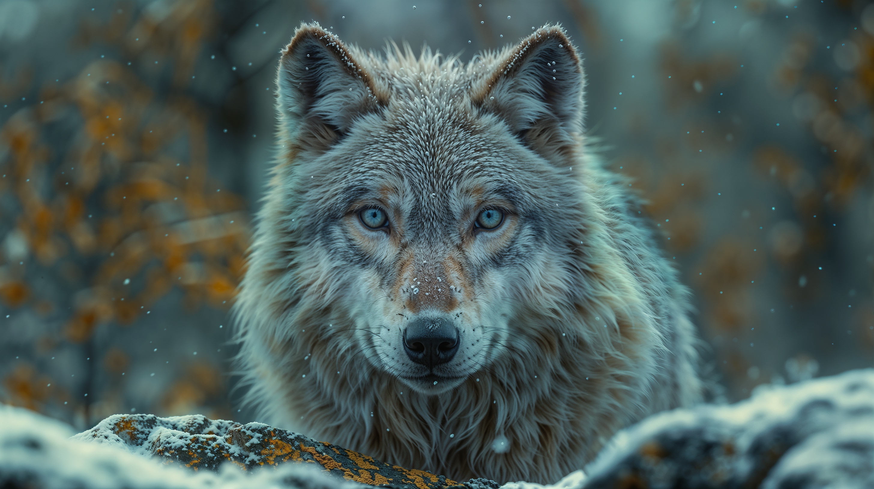 Winter Wolf: Majestic HD Woodland Guardian Wallpaper by michaldunaj
