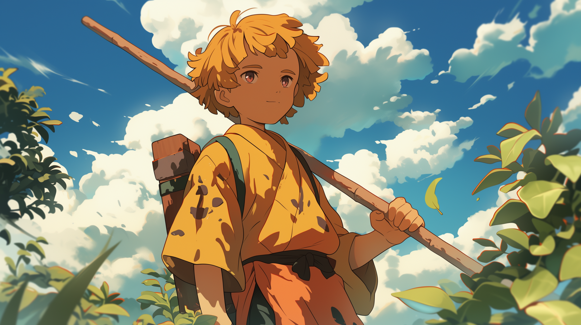 Zenitsu's Skyward Gaze - Studio Ghibli x Demon Slayer HD Wallpaper by ...