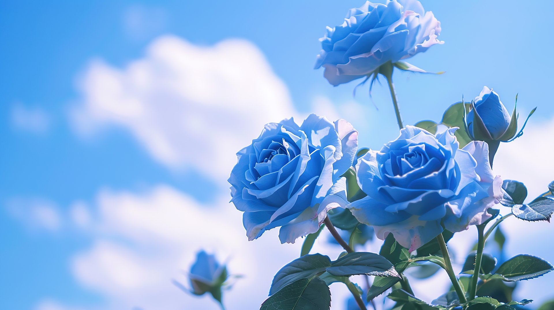 Blue roses under a blue sky by Samantha999