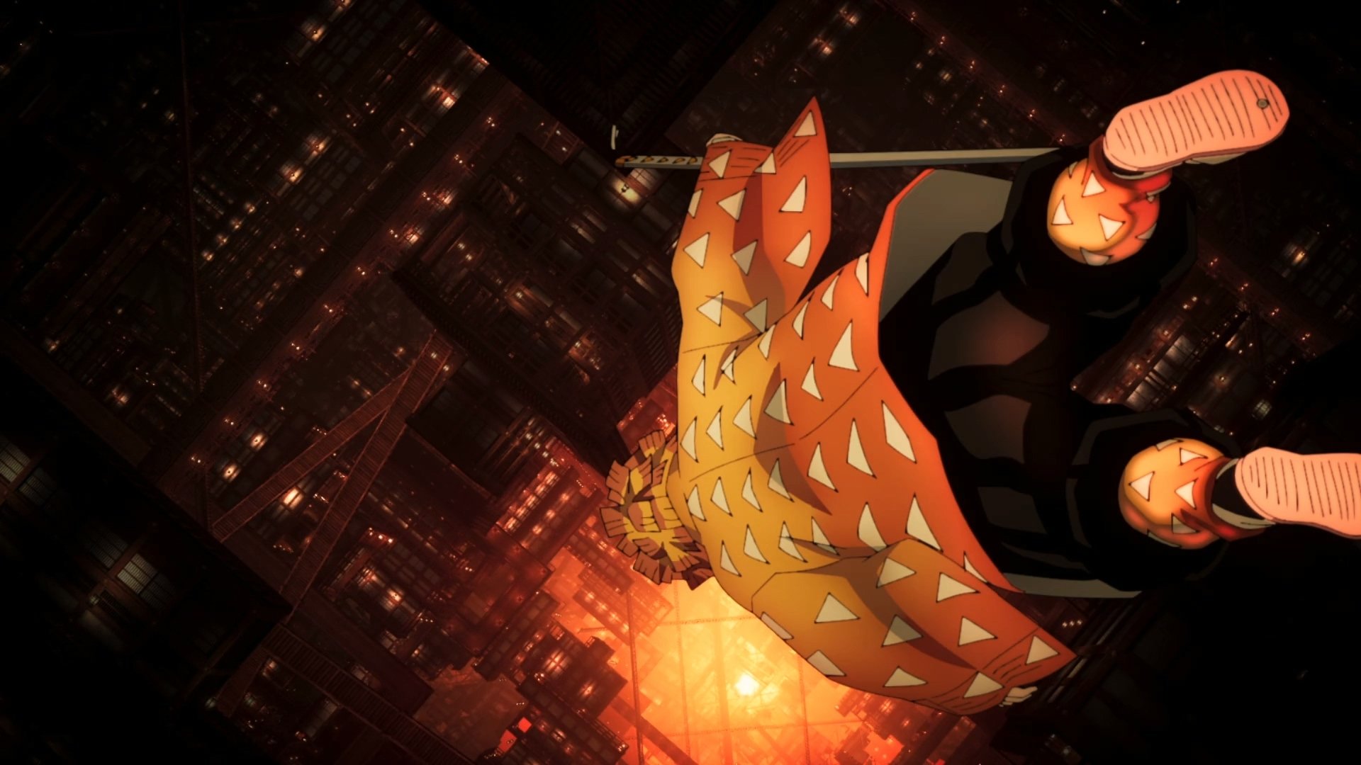 Zenitsu Agatsuma in Action | HD Demon Slayer Anime Wallpaper