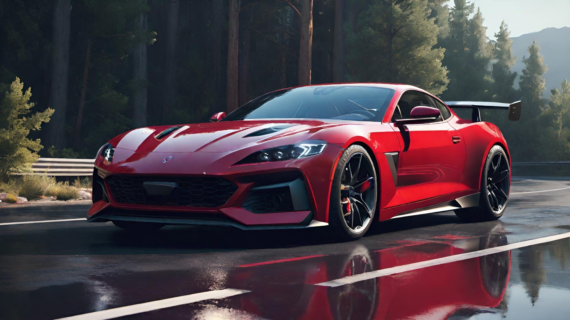 Sports car on the road by JORSART