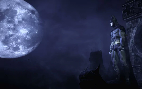 Gotham Moon: Batman — Arkham Asylum HD Wallpaper (Rocksteady, DC)