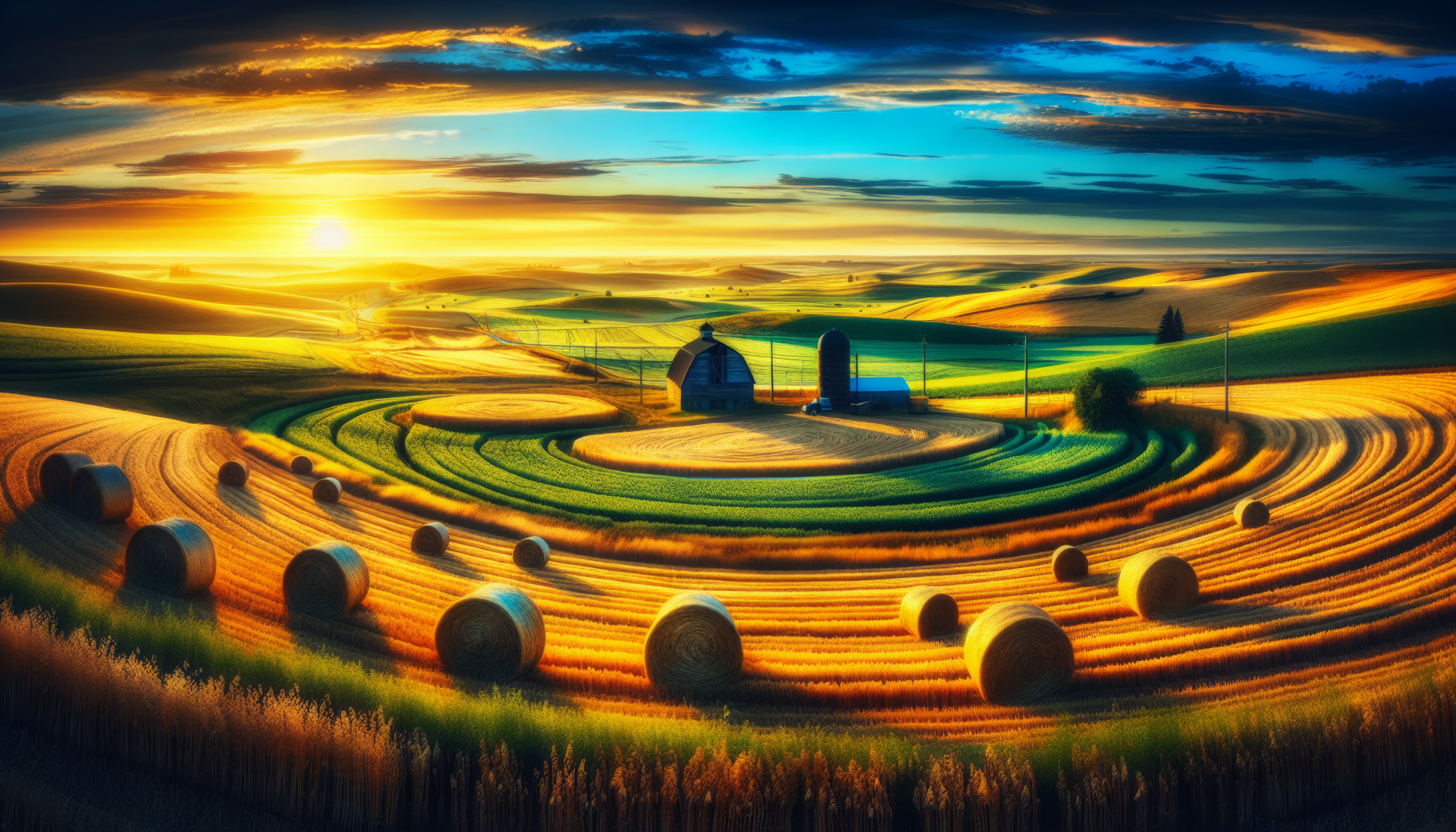 Vibrant Farm Sunrise - 4K Ultra HD Wallpaper by QuantumCurator