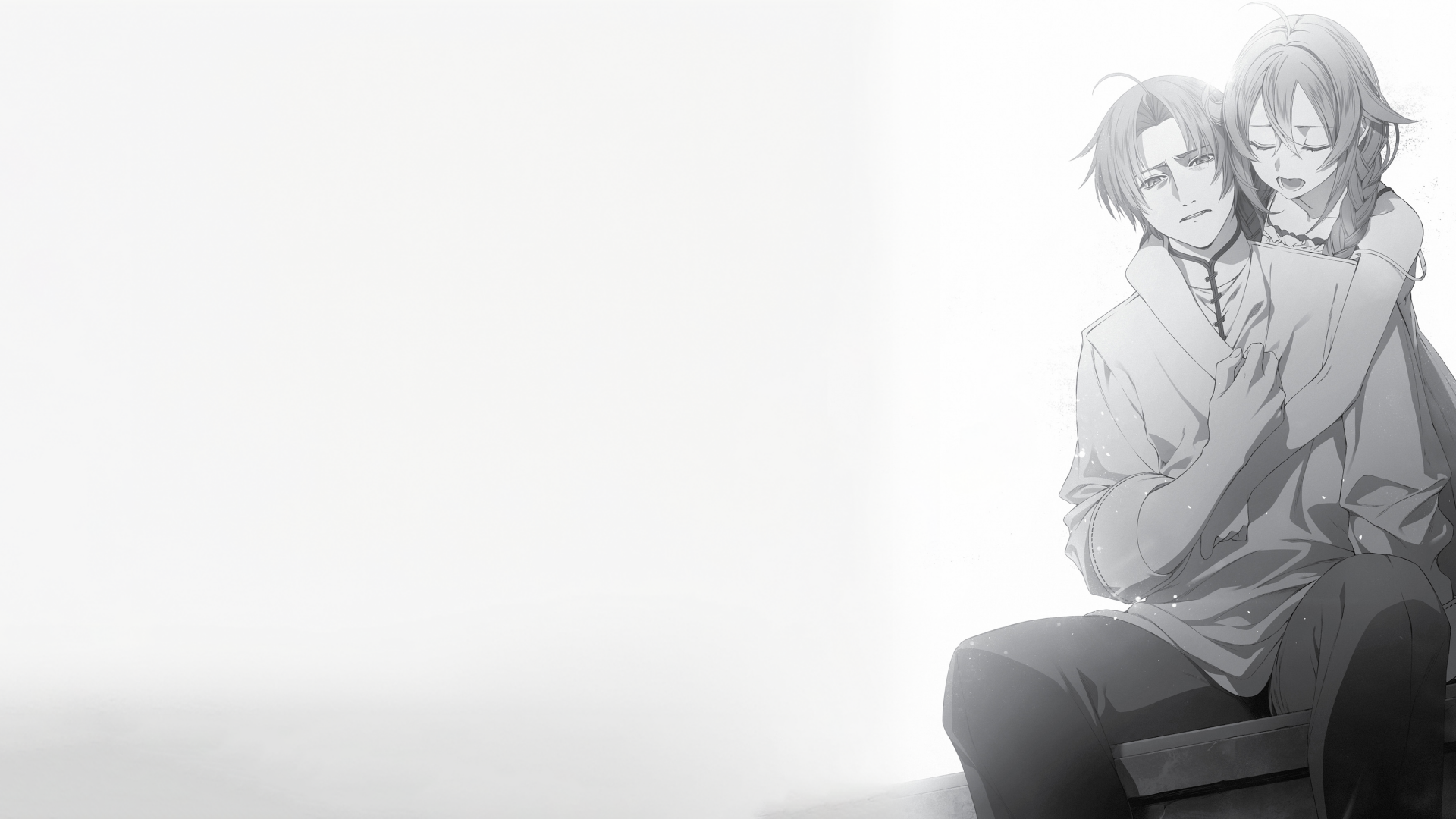 Mushoku Tensei HD: Rudeus and Roxy's Quiet Moment Wallpaper