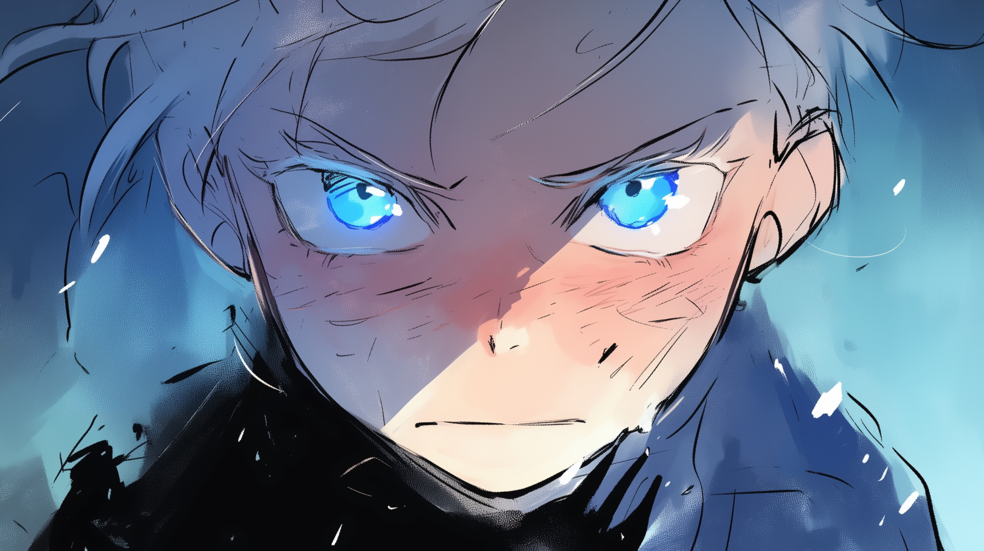 Kid Satoru Gojo Draw Serious Face from JJK Anime by patrika | 2912x1632 ...