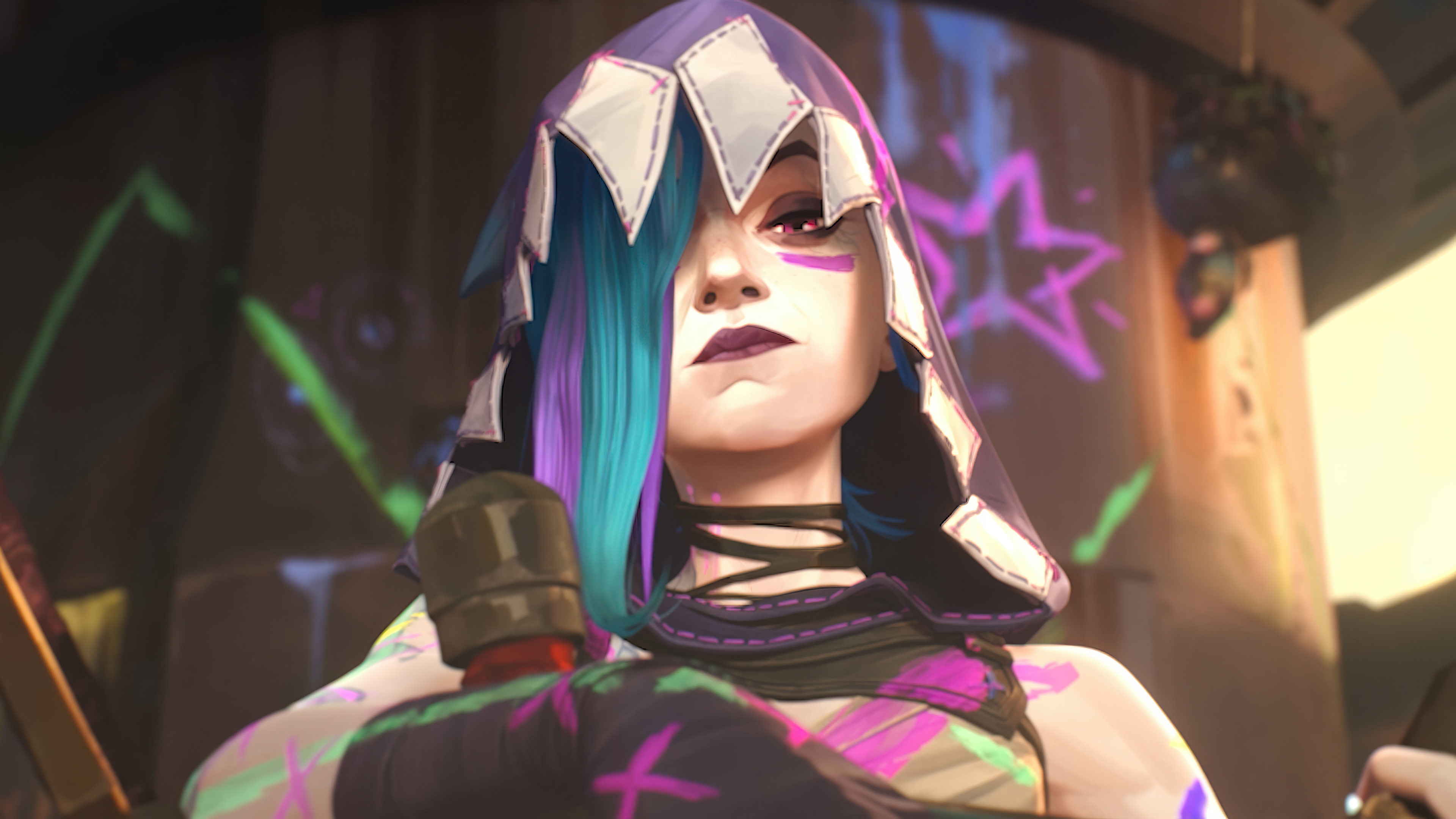 4K Ultra HD Wallpaper of Jinx from Arcane
