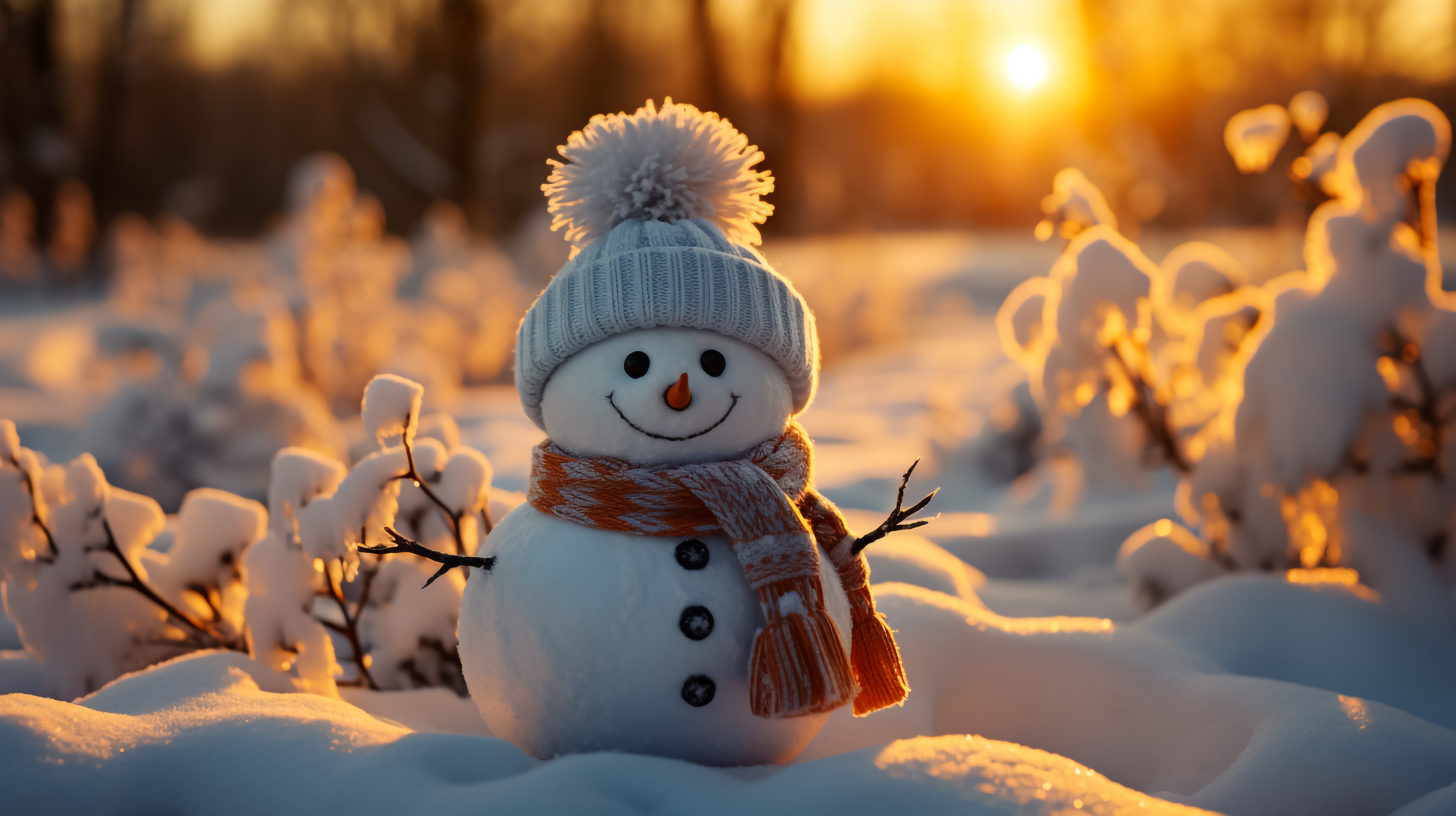 4K Winter Wonderland: Festive Snowman Christmas & New Year Scene