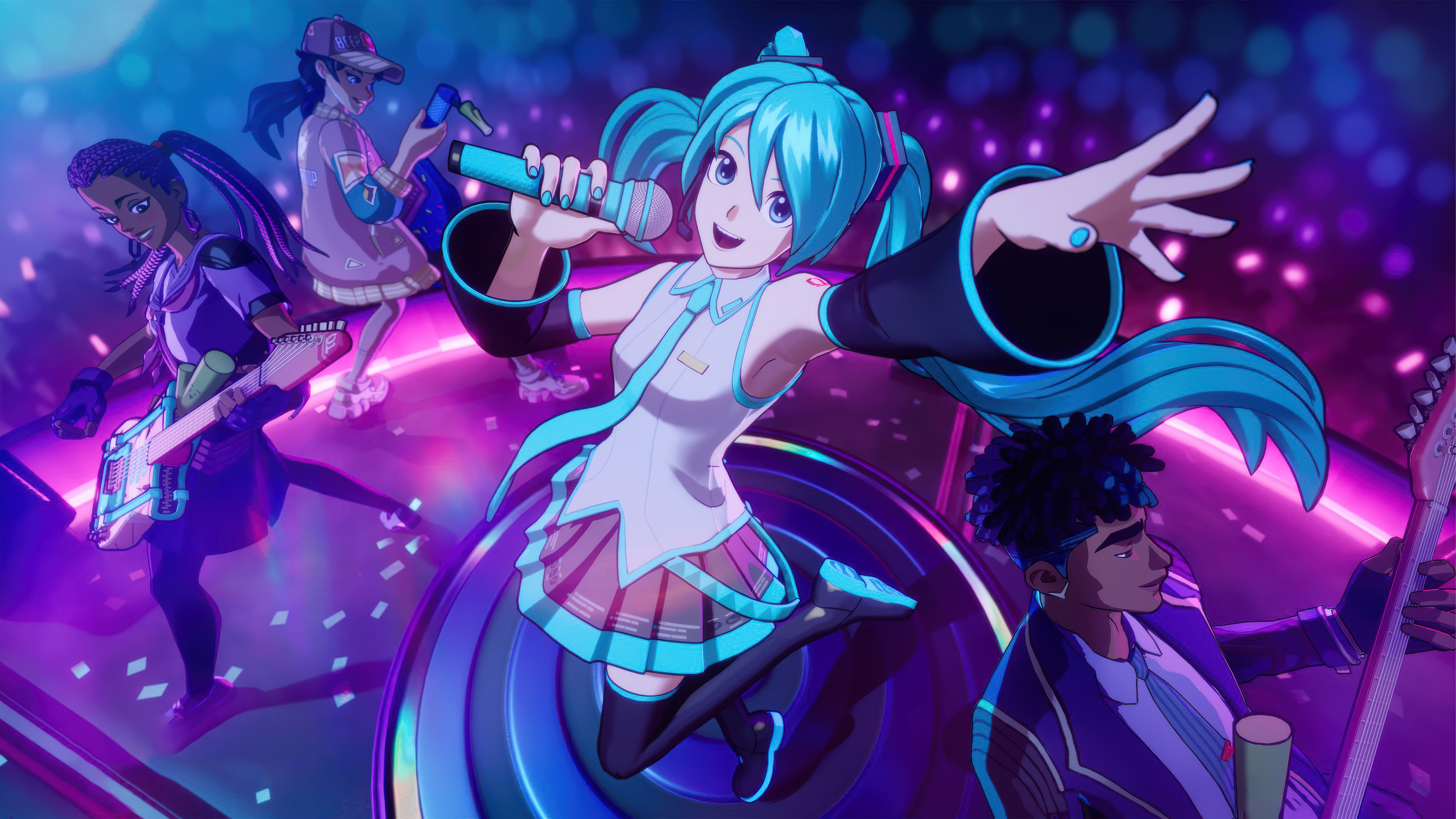 Hatsune Miku Takes the Stage: 4K Ultra HD Fortnite Wallpaper