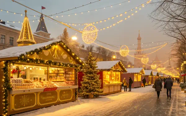 Magical Christmas Market - 4K Ultra HD Wallpaper by QuantumCurator
