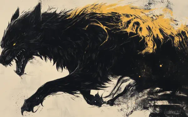 Epic Fenrir: 4K Ultra HD Wallpaper of the Legendary Wolf by QuantumCurator