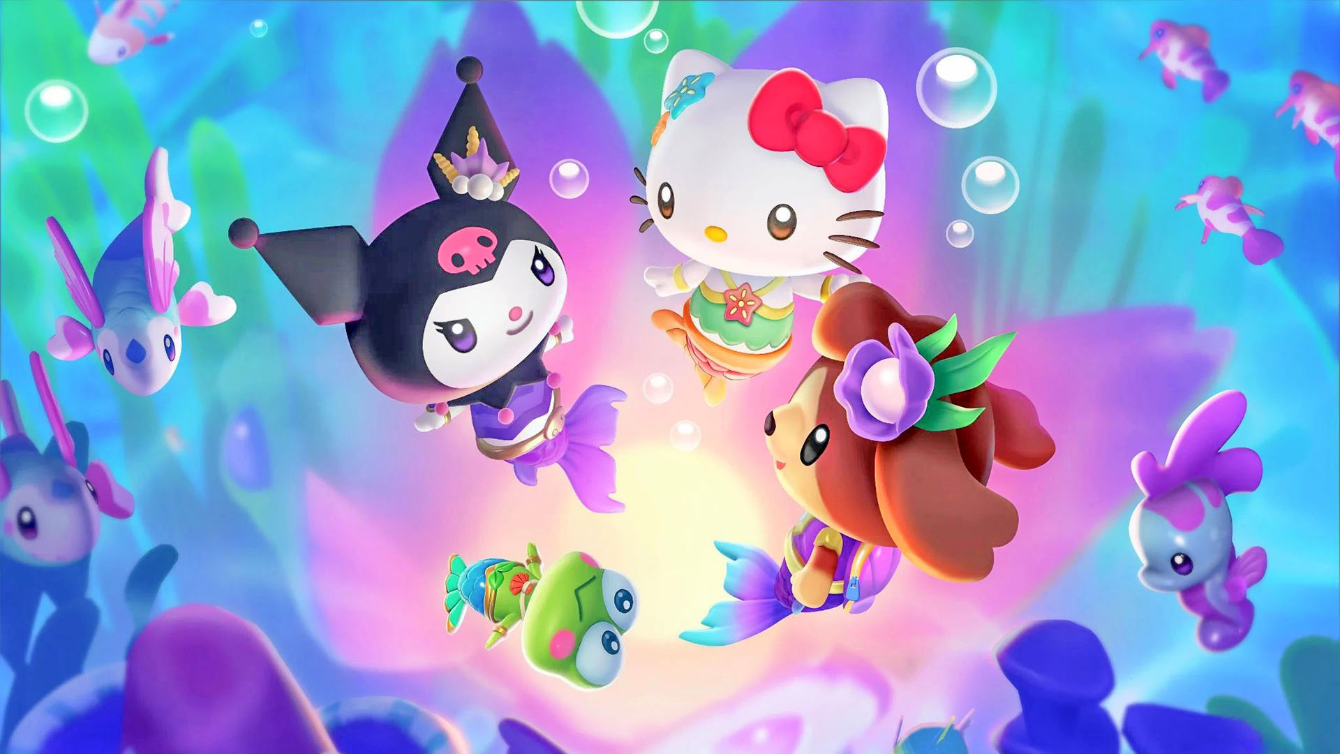 Hello Kitty Island Adventure HD Wallpaper: Underwater Fun with Friends