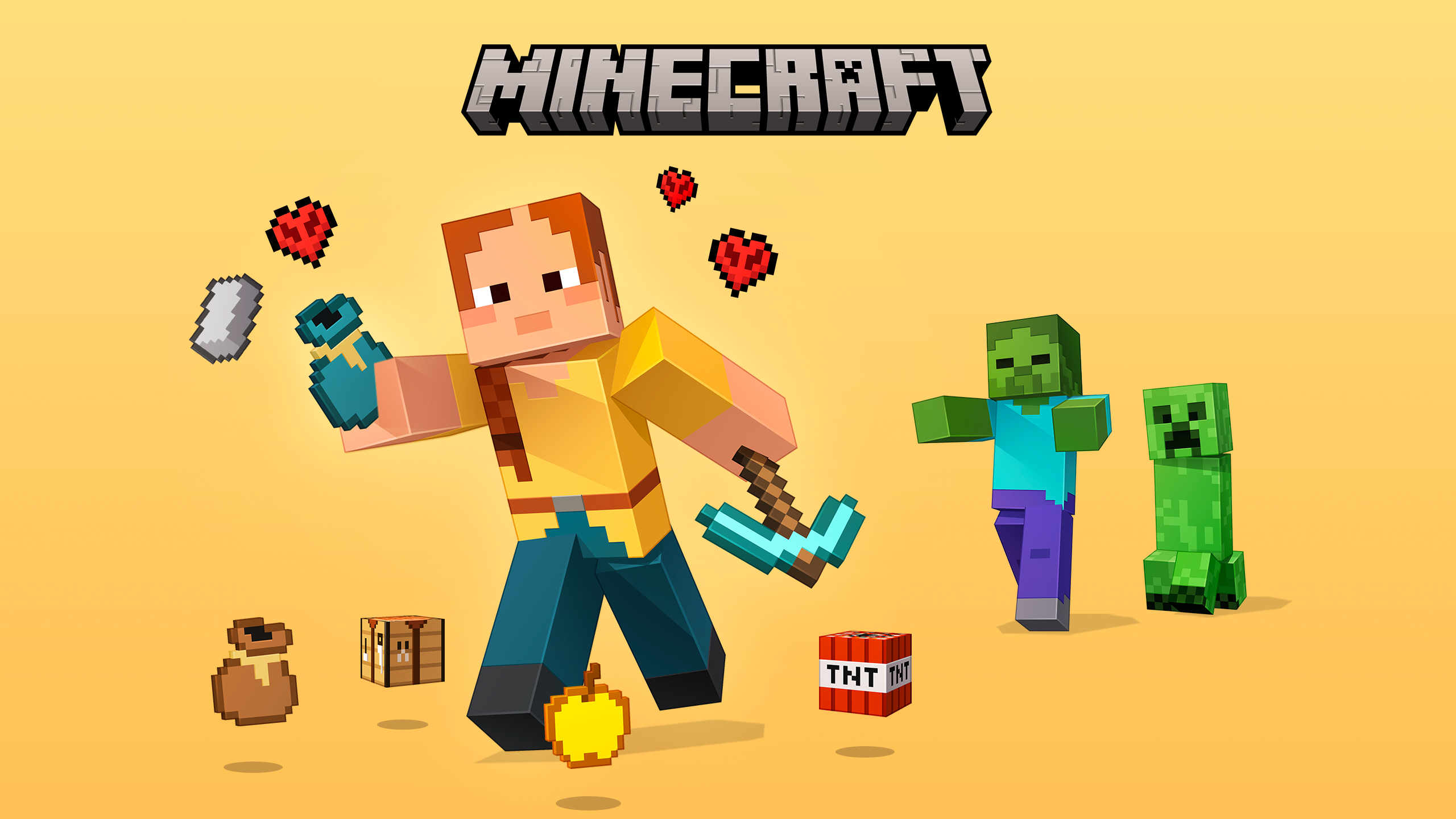 Minecraft Adventure HD Wallpaper: Pixelated Action and Fun