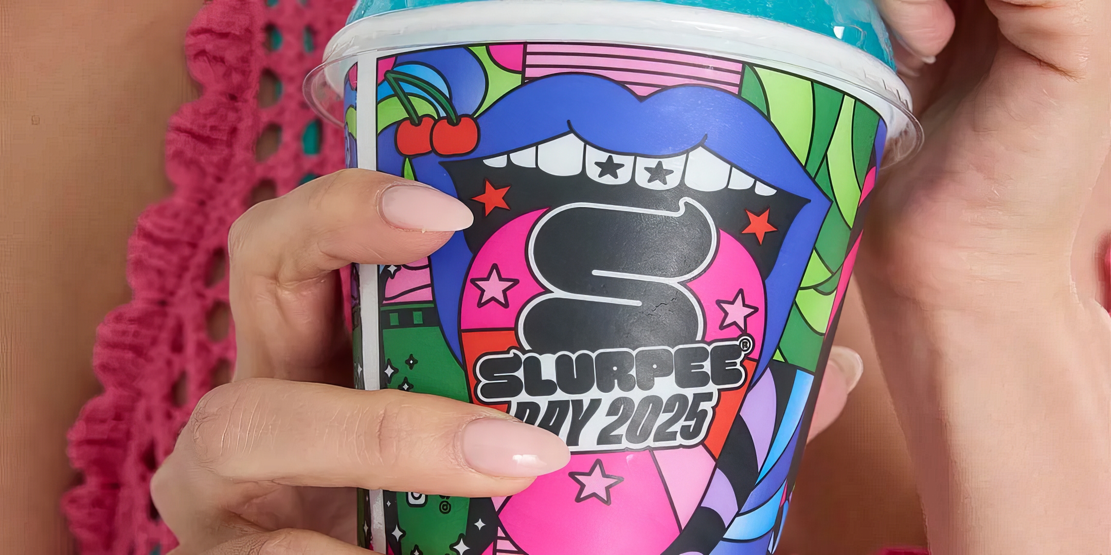 HD Slurpee Day 2025 Wallpaper Featuring Man-Made Nails and Colorful Design