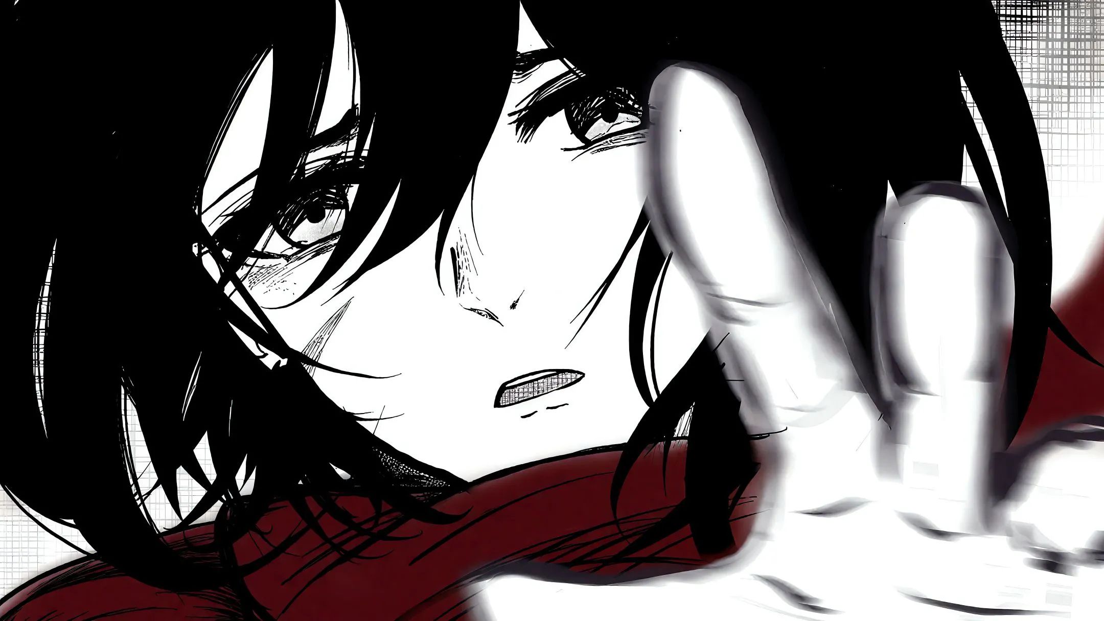 Mikasa Ackerman's Somber Gaze – HD Attack on Titan Anime Wallpaper