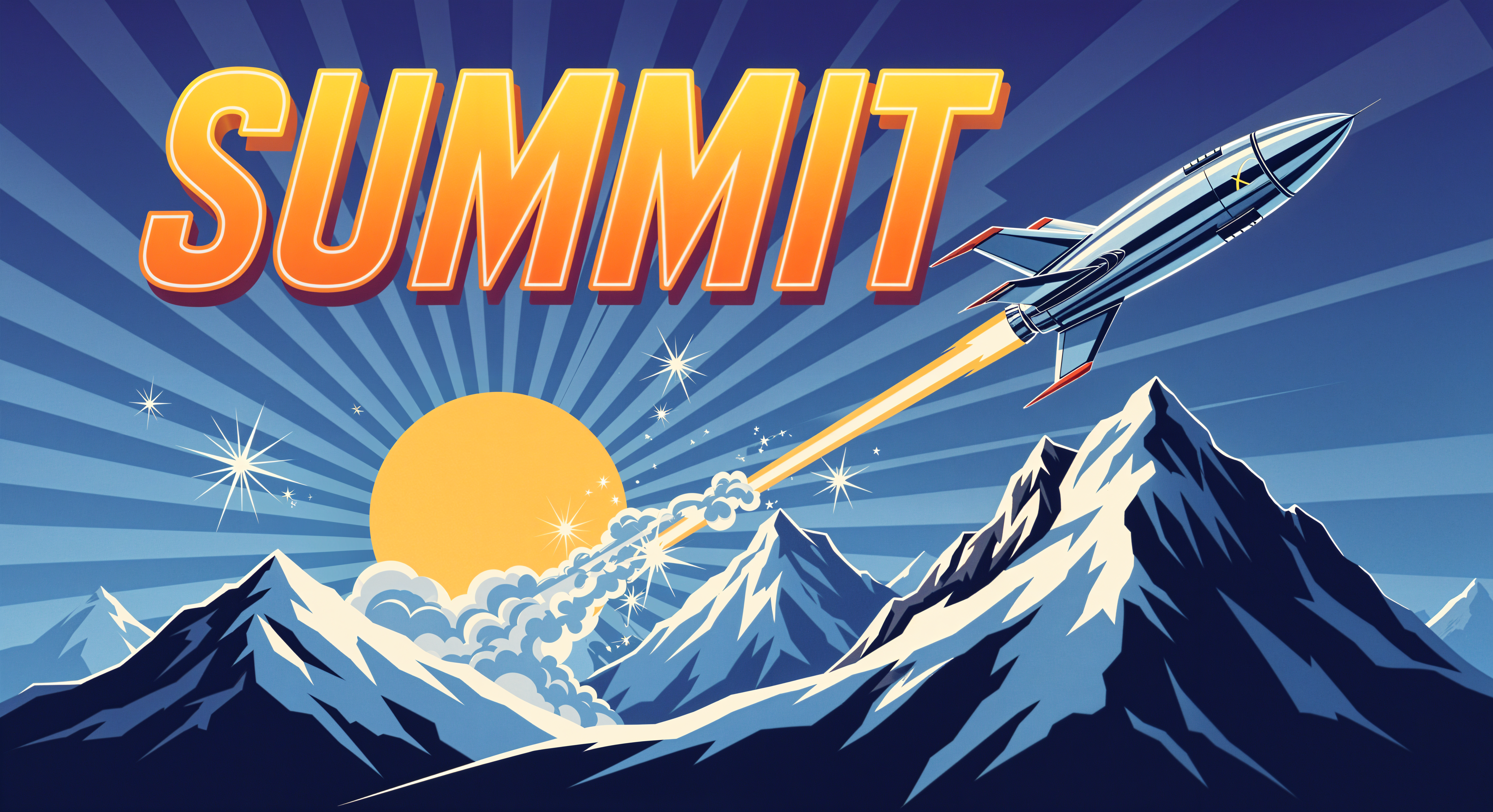Summit Soar: 4K Ultra HD Retro Rocket Adventure Wallpaper by QuantumCurator