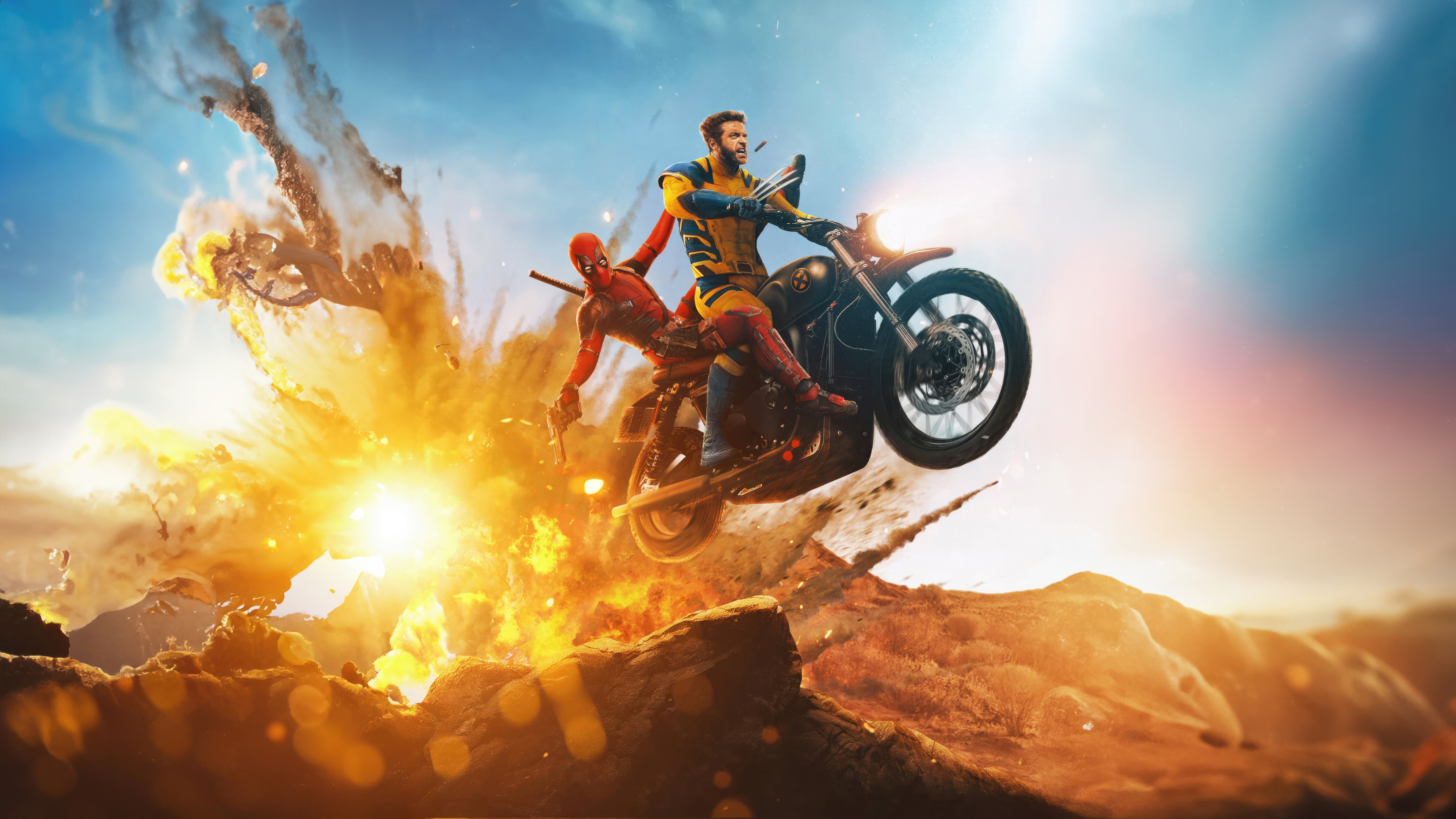 Deadpool & Wolverine — 4K Ultra HD Wallpaper: Motorcycle Mayhem