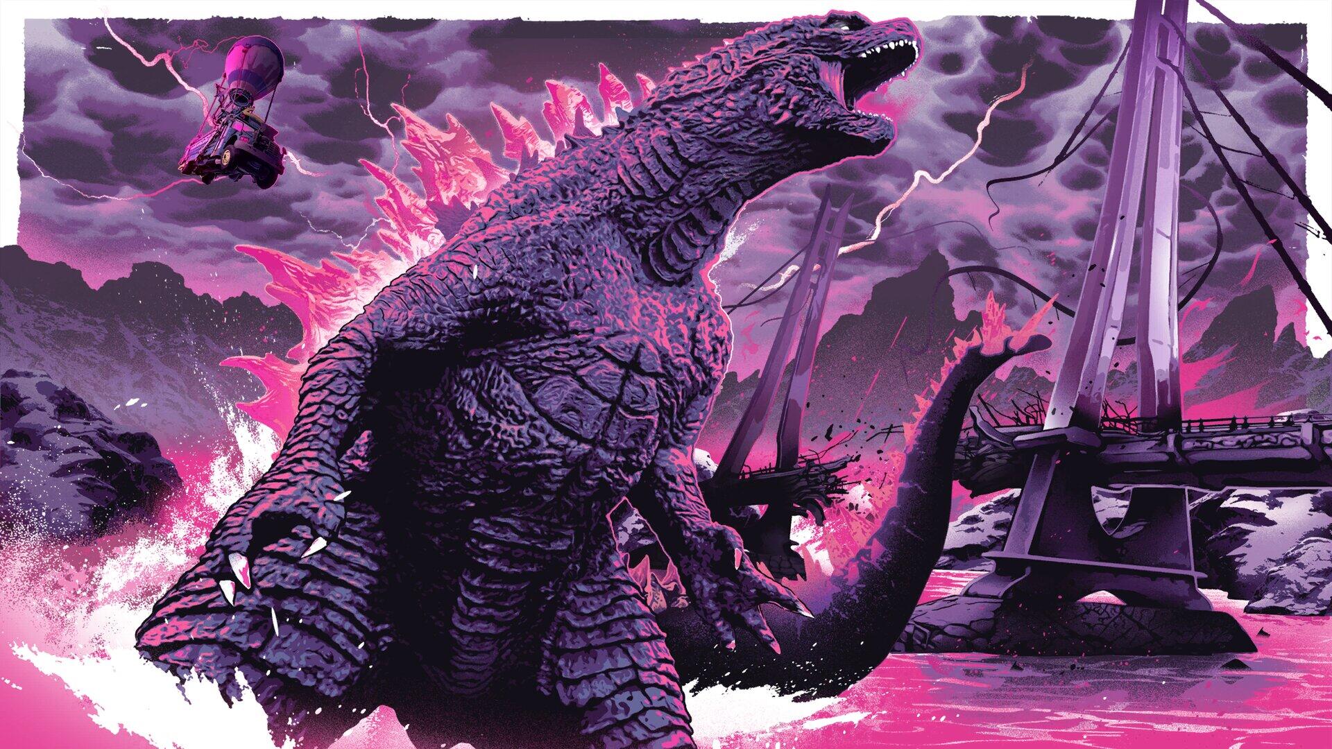 Epic Godzilla Clash: Fortnite HD Battle Royale Wallpaper