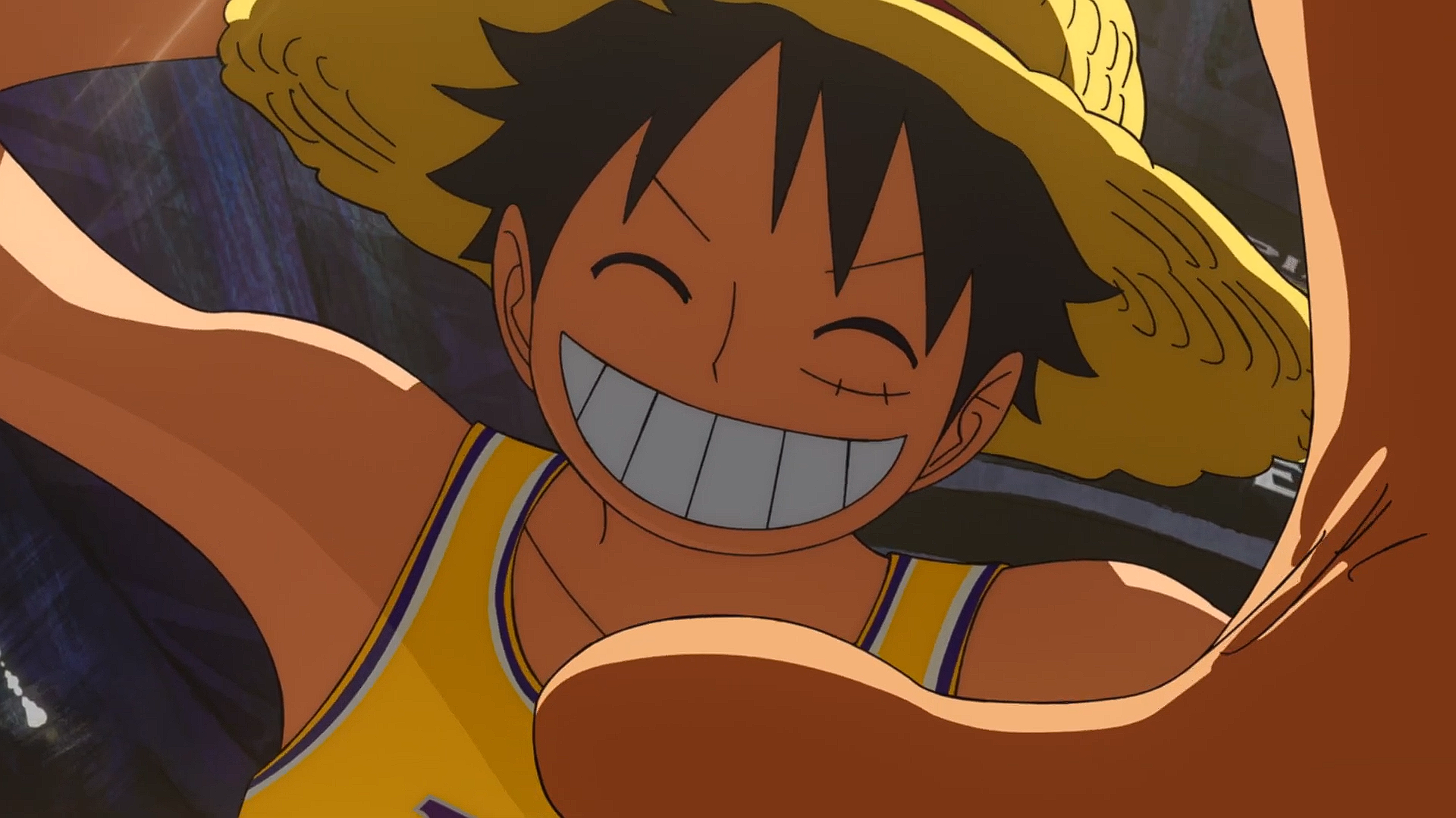 Download Anime One Piece Monkey D. Luffy Los Angeles Lakers HD Wallpaper