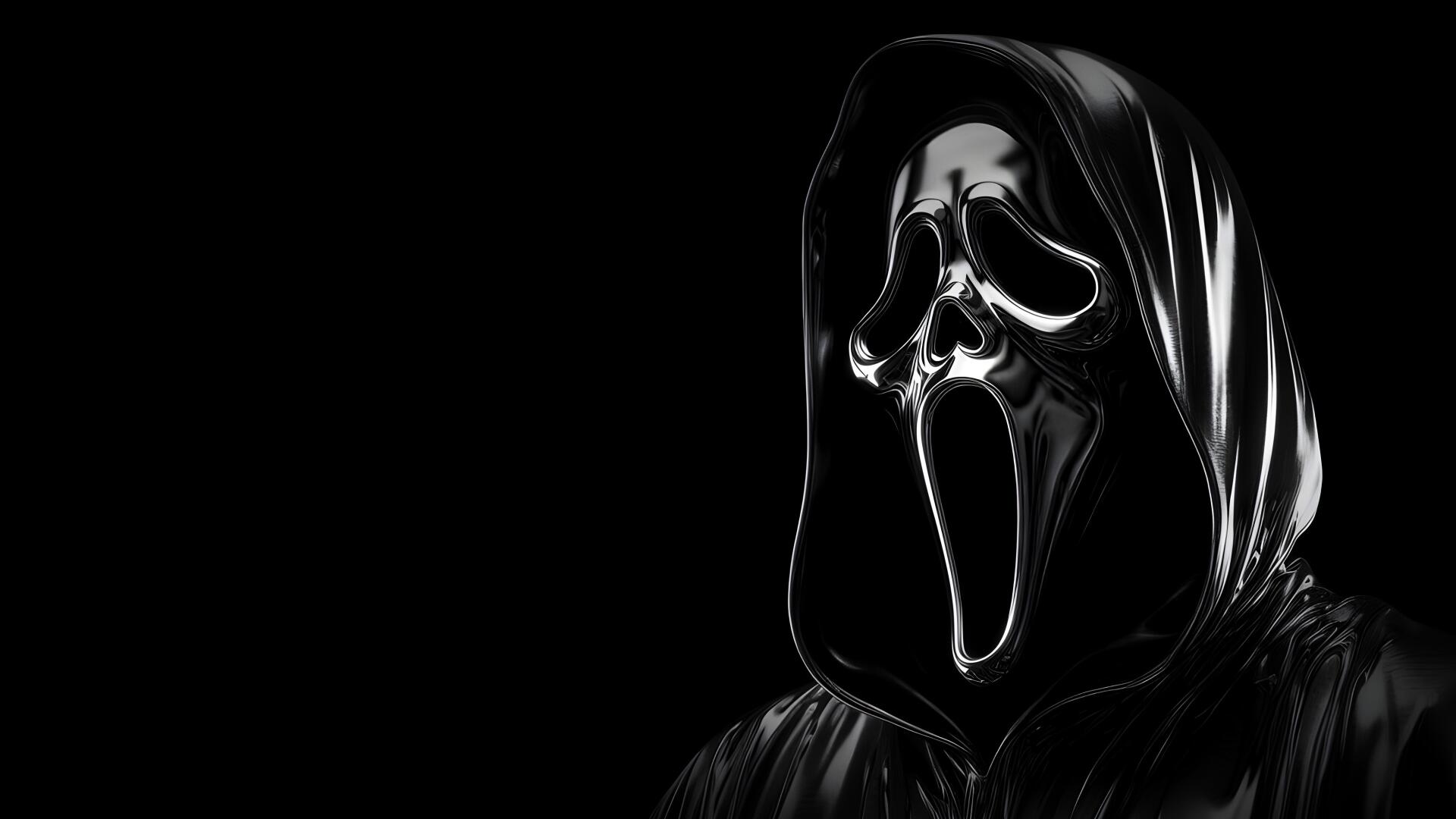 Ghostface in Dark: 4K Ultra HD Scream Movie Wallpaper