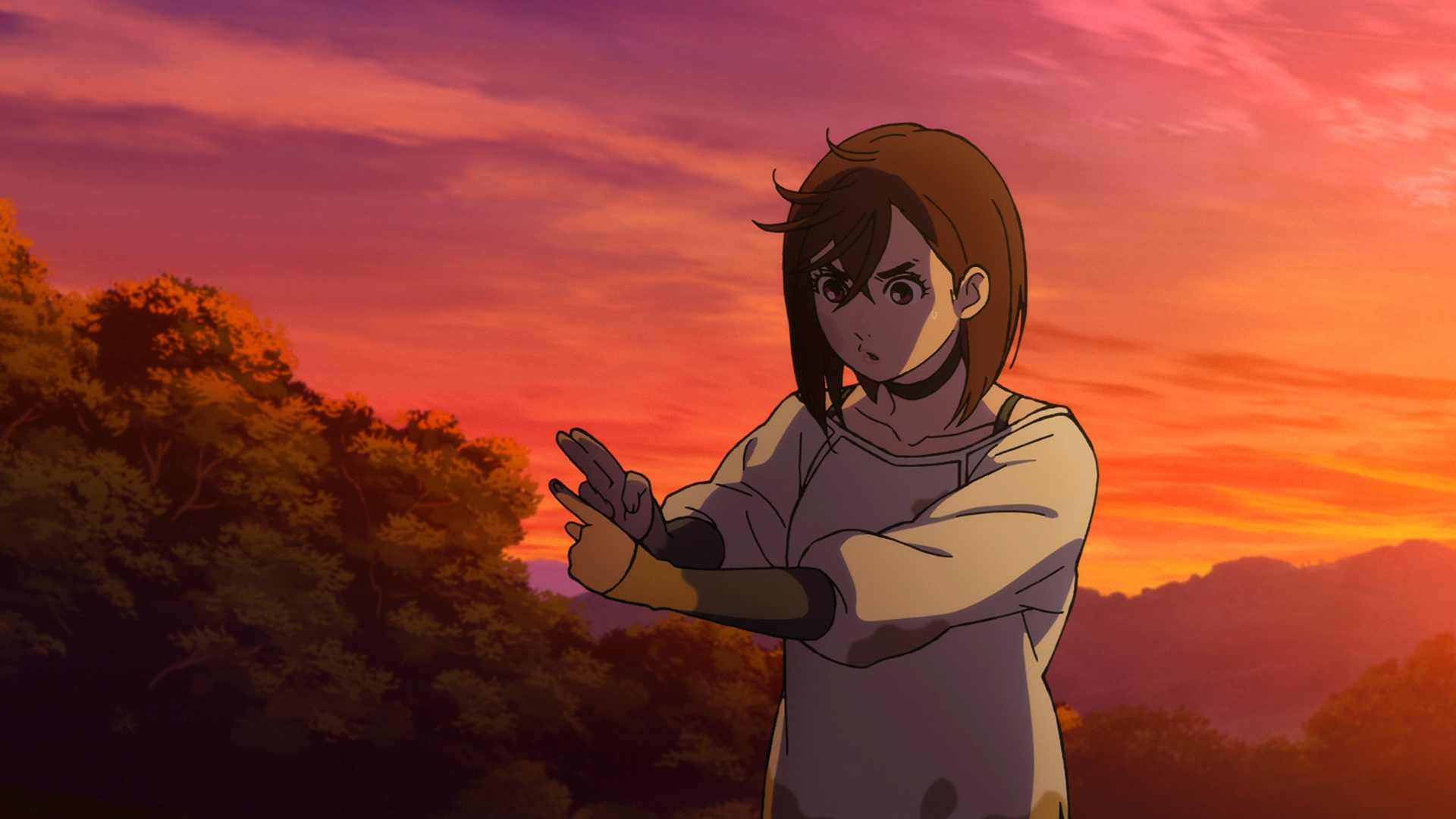 Dandadan HD Wallpaper: Momo Ayase at Sunset Glow | 1920x1080 ...